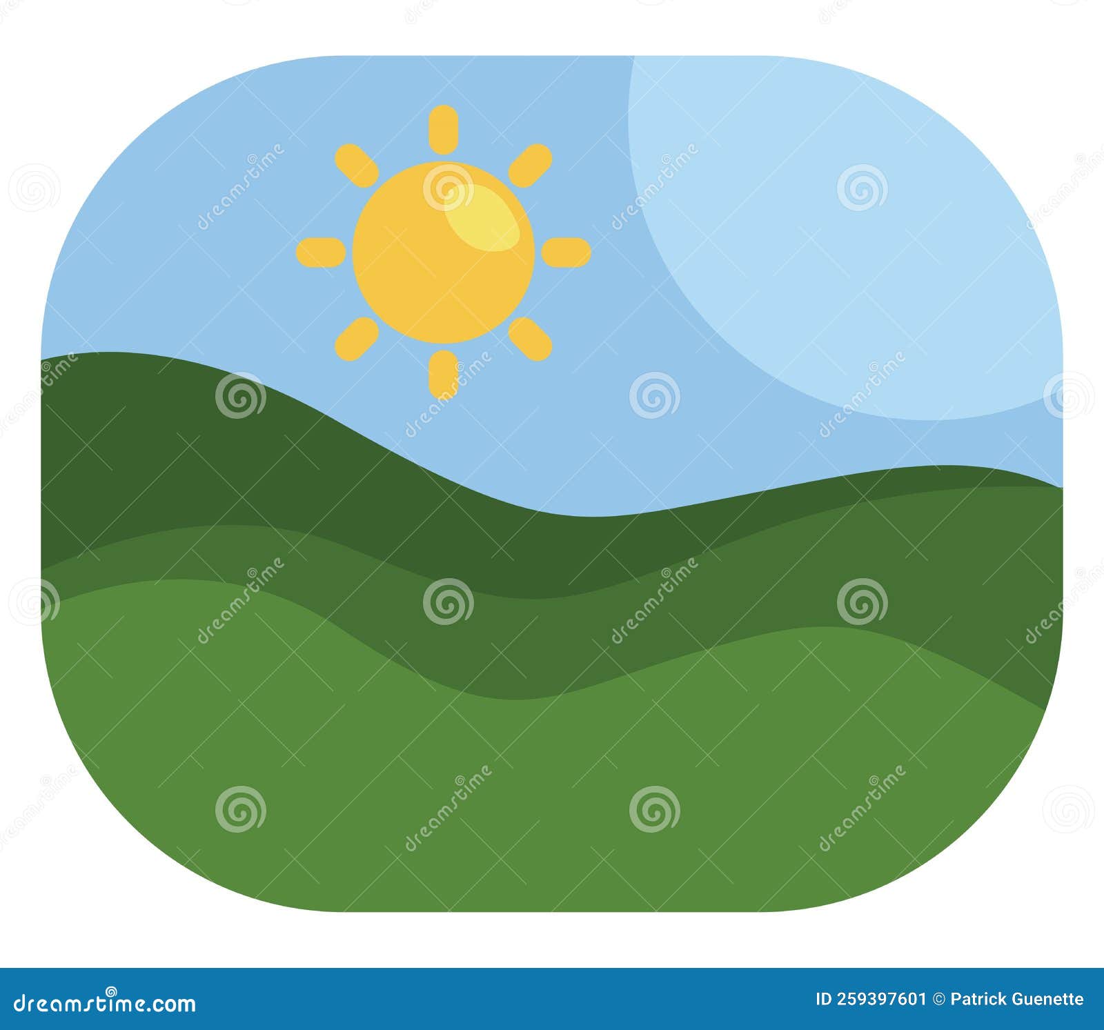 Field landscape, icon stock vector. Illustration of yellow - 259397601