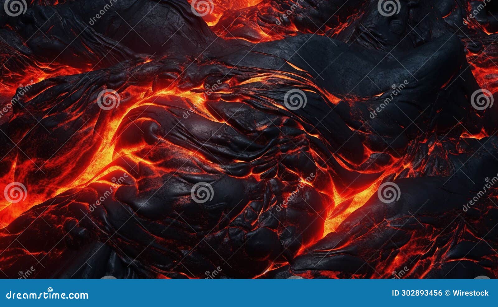 Field of Lava Rocks, Illuminated by Molten Fire, AI-generated. Stock ...