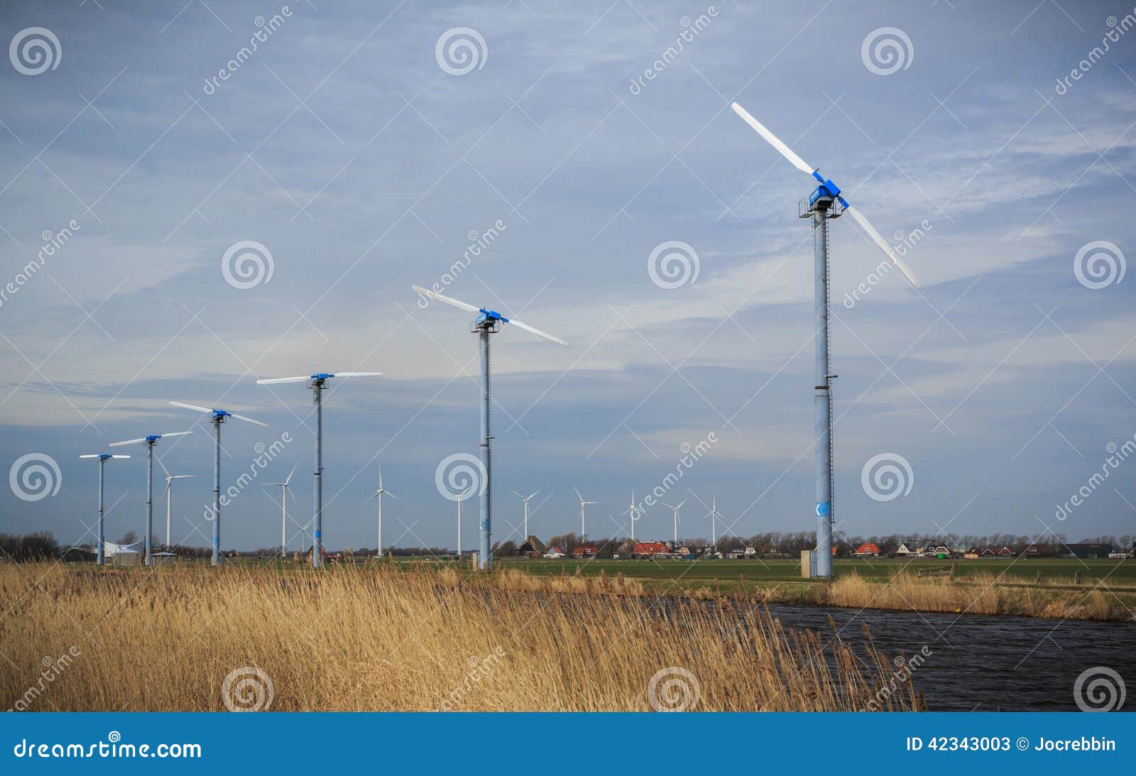 Field of Modern Power Windmills in Netherlands Stock Image - Image of ...