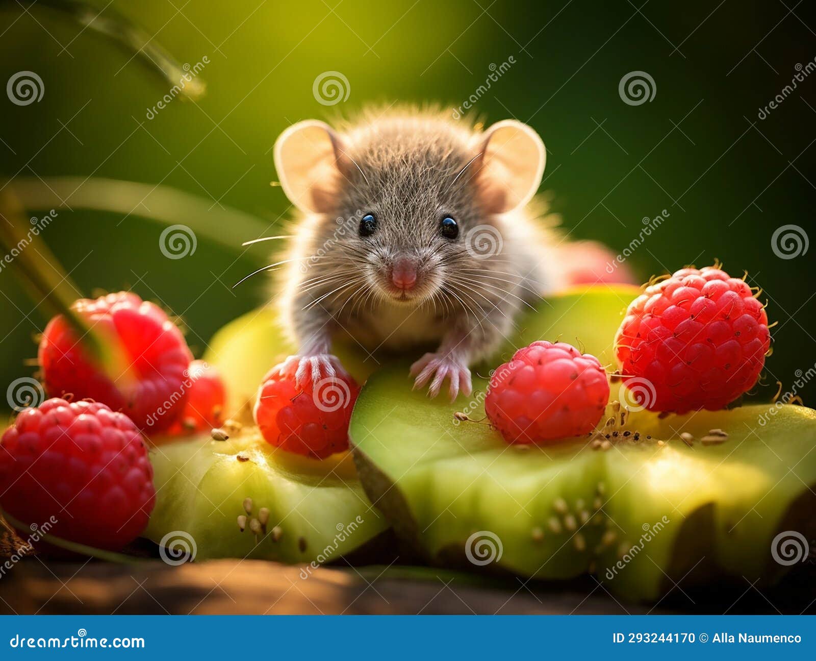 The Field Mouse Gave Up a Piece of Kiwi and Eats the Raspberry Stock ...