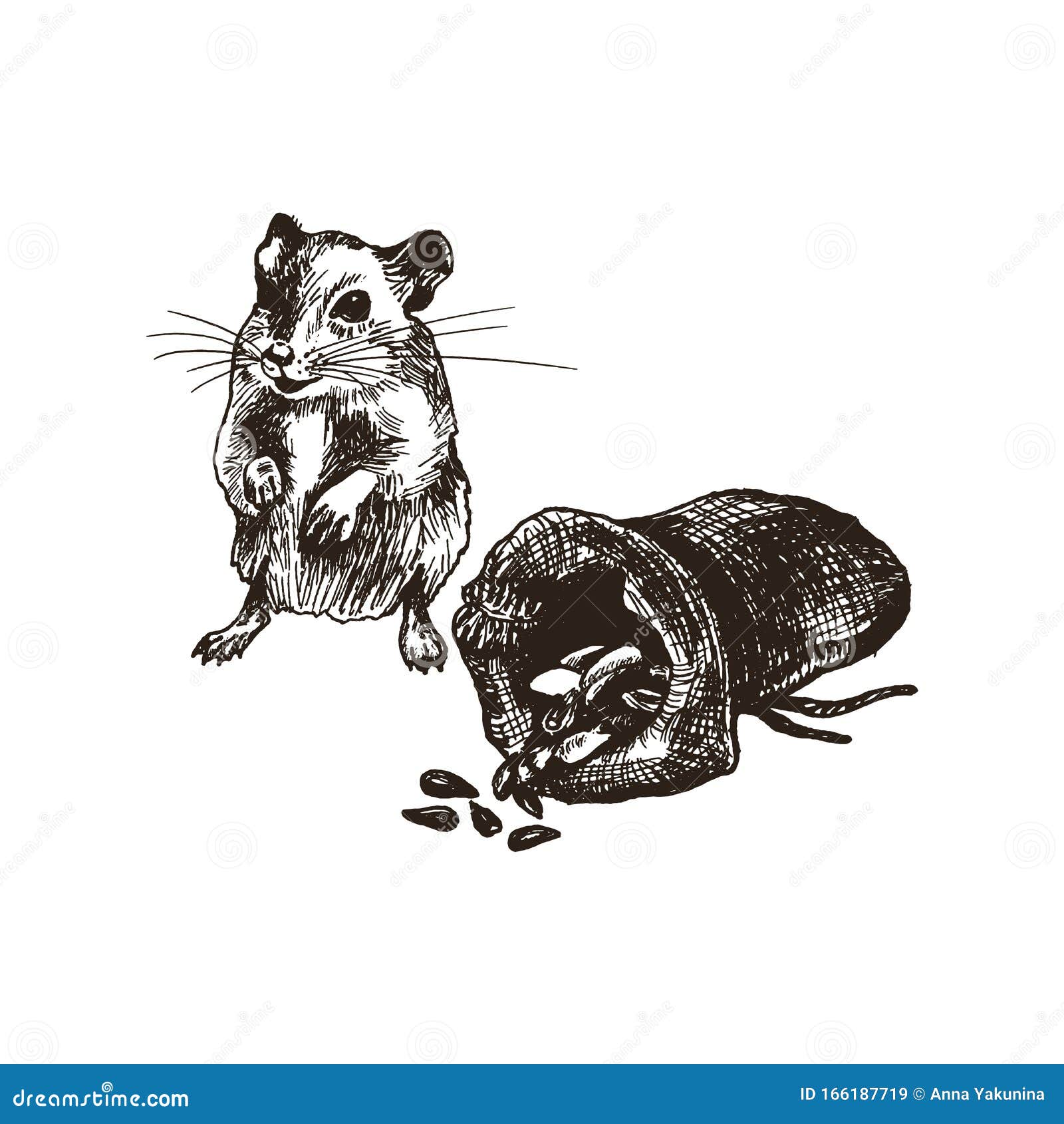 Field Mouse or Rat Character Standing beside the Grain Sack Isolated on ...
