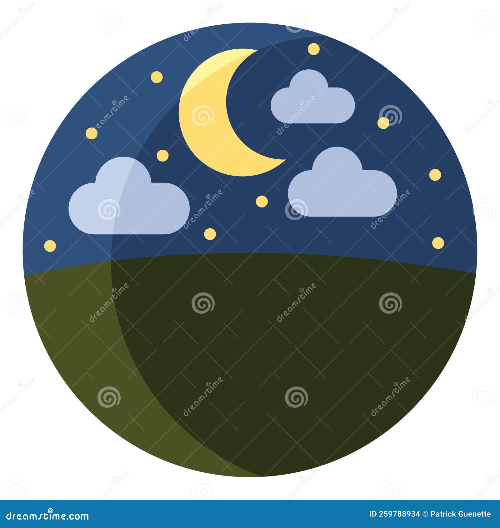 Field at night, icon icon stock vector. Illustration of design - 259788934