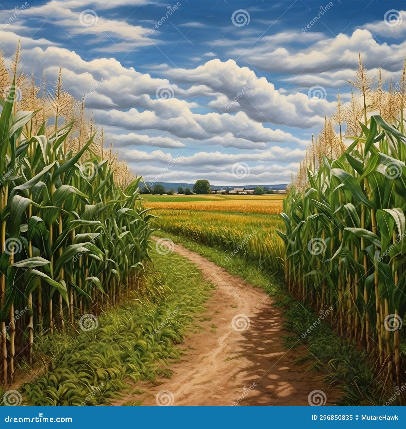A Field Path between Fields of Corn Village. Corn As a Dish of ...