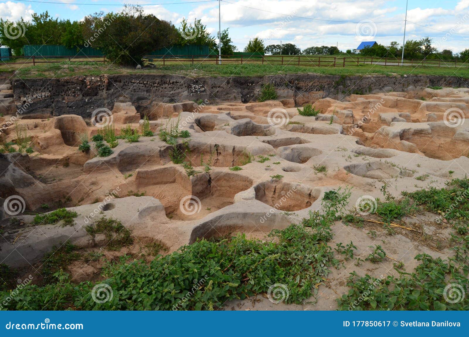 Field with Pits from the Excavations of the Ancient City Stock Image ...
