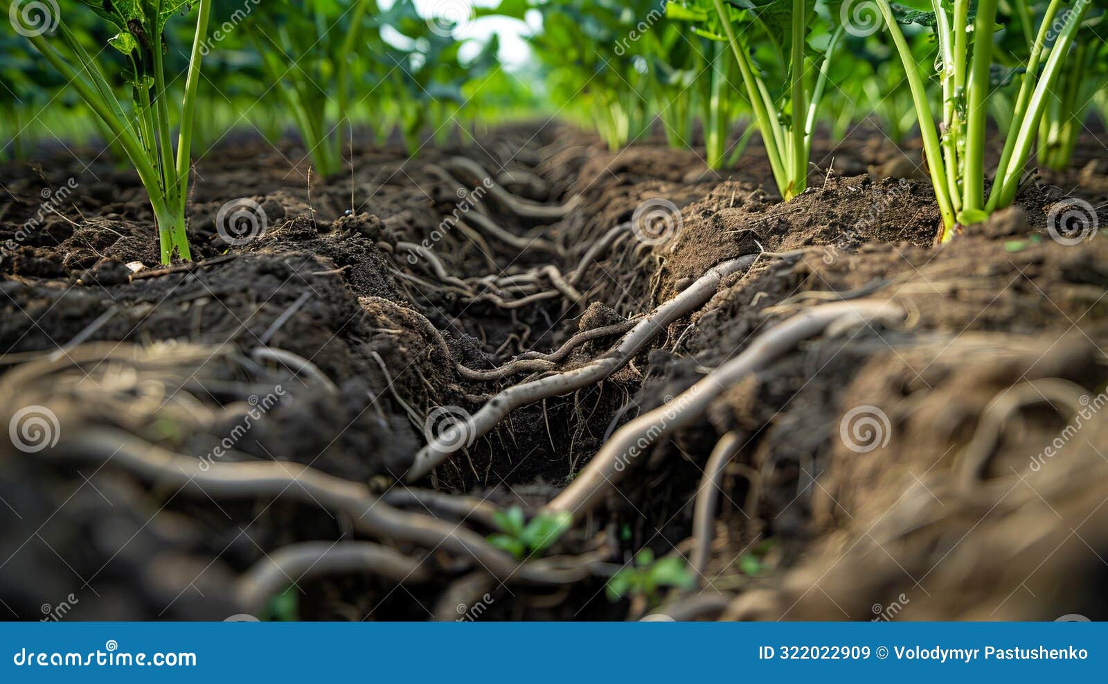 A Field of Plants with Roots in the Ground Stock Image - Image of tree ...