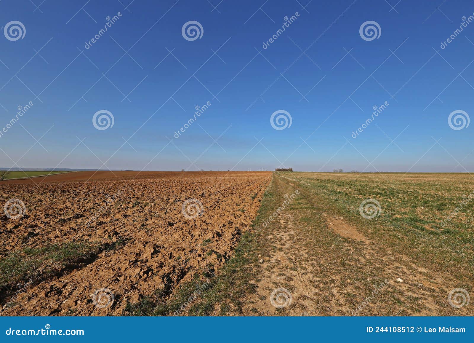 Field Road Next To Plowed Field in Spring Stock Photo - Image of nature ...
