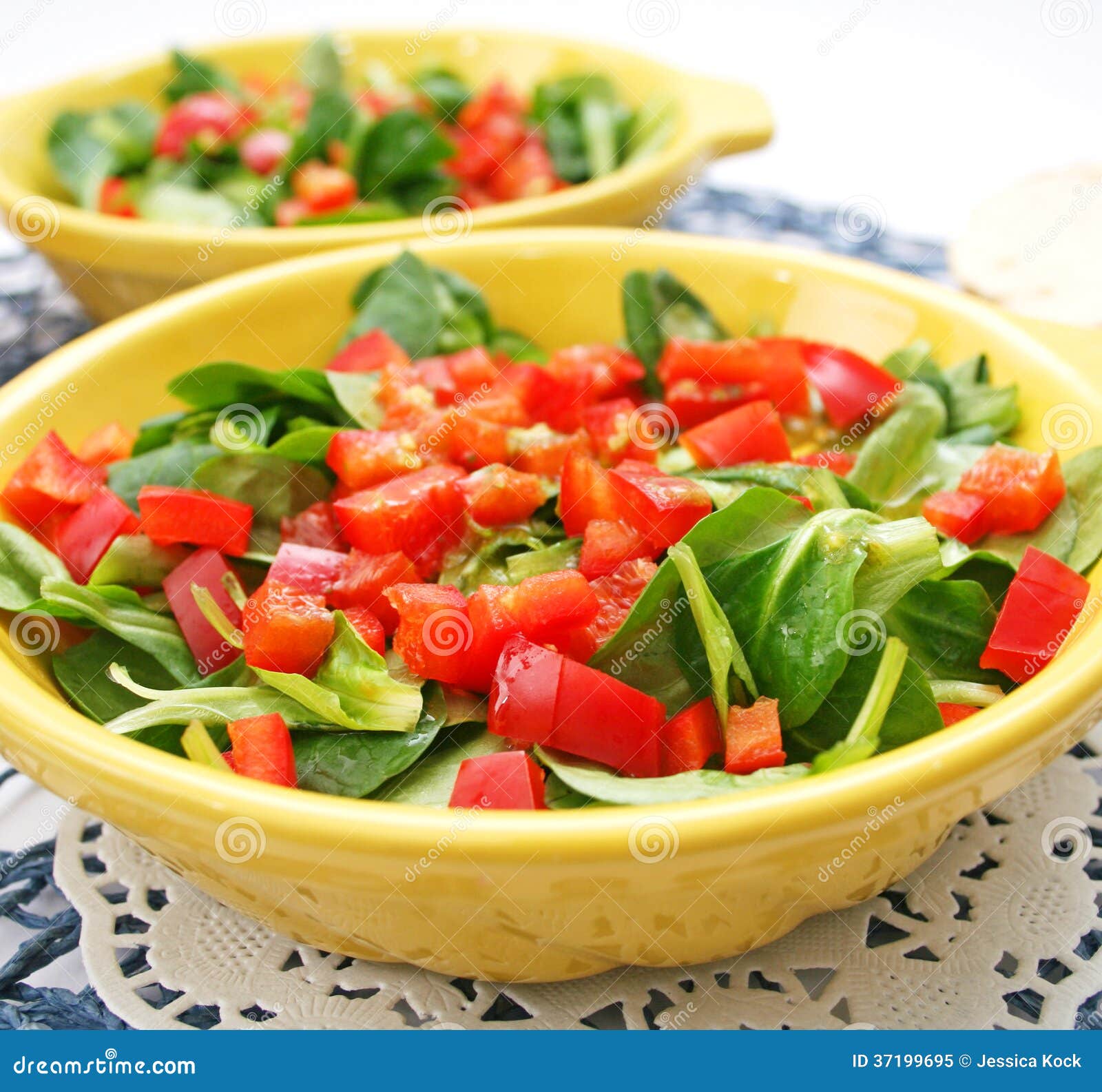Field salad with paprika stock image. Image of vegetables - 37199695