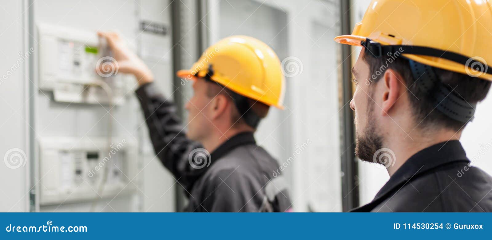 Field Service Crew Testing Electronics or Inspecting Electrical Stock ...