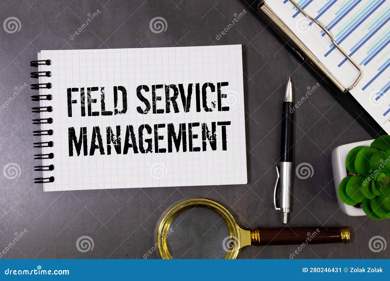 Field Service Management Words in an Office Notebook Stock Image ...