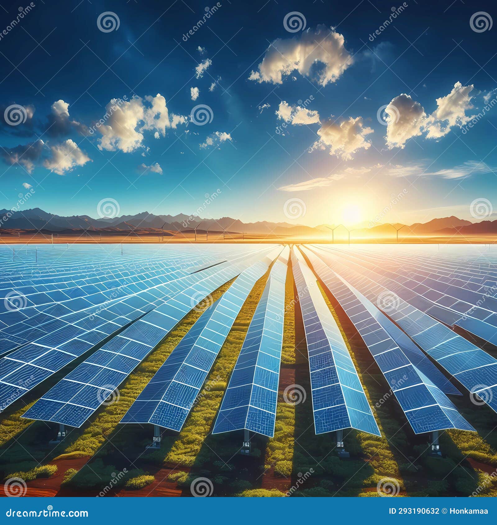 A Field of Solar Power Panels Stock Illustration - Illustration of ...