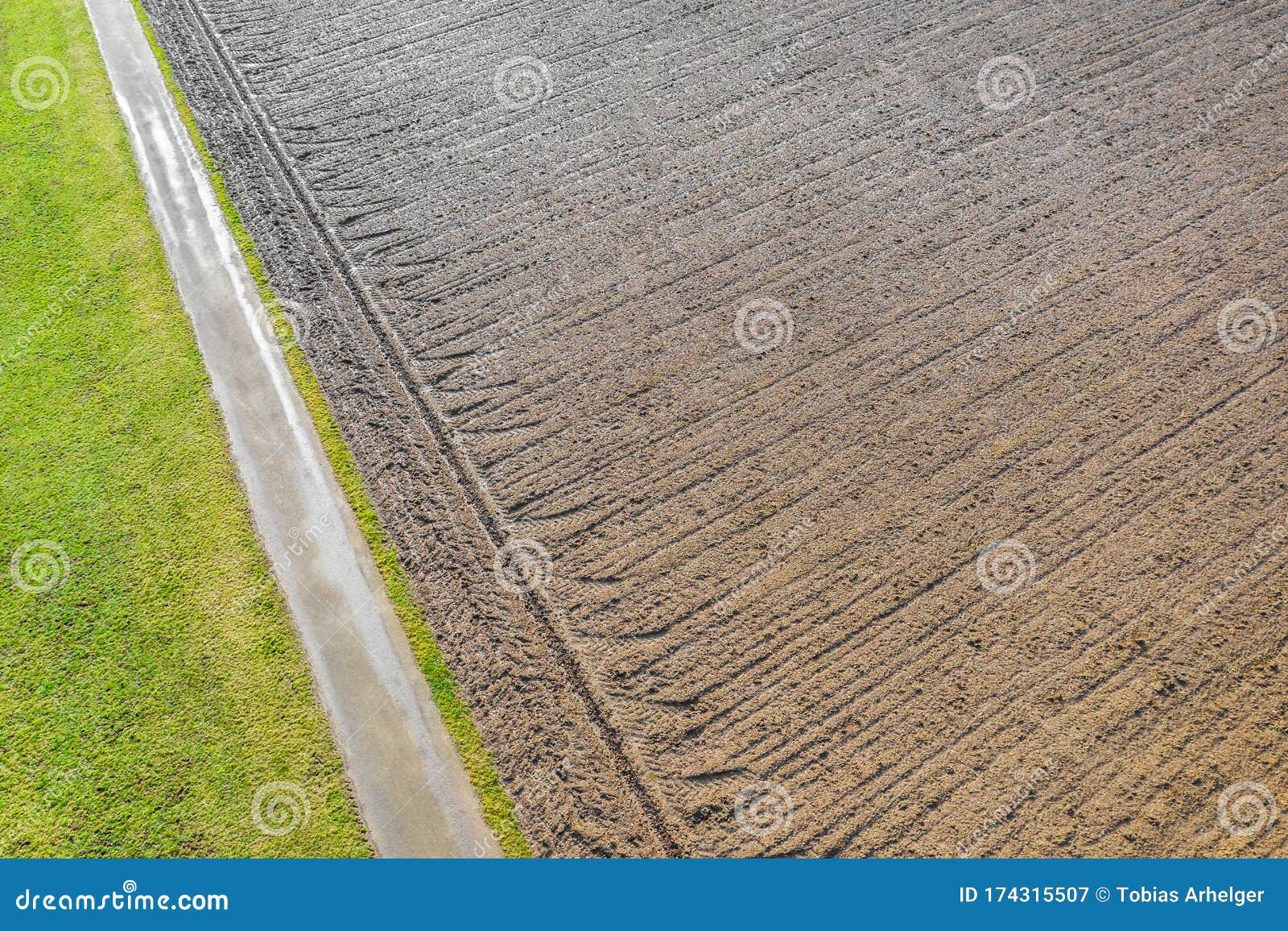Field with Tractor Paths from Above Stock Image - Image of earth ...