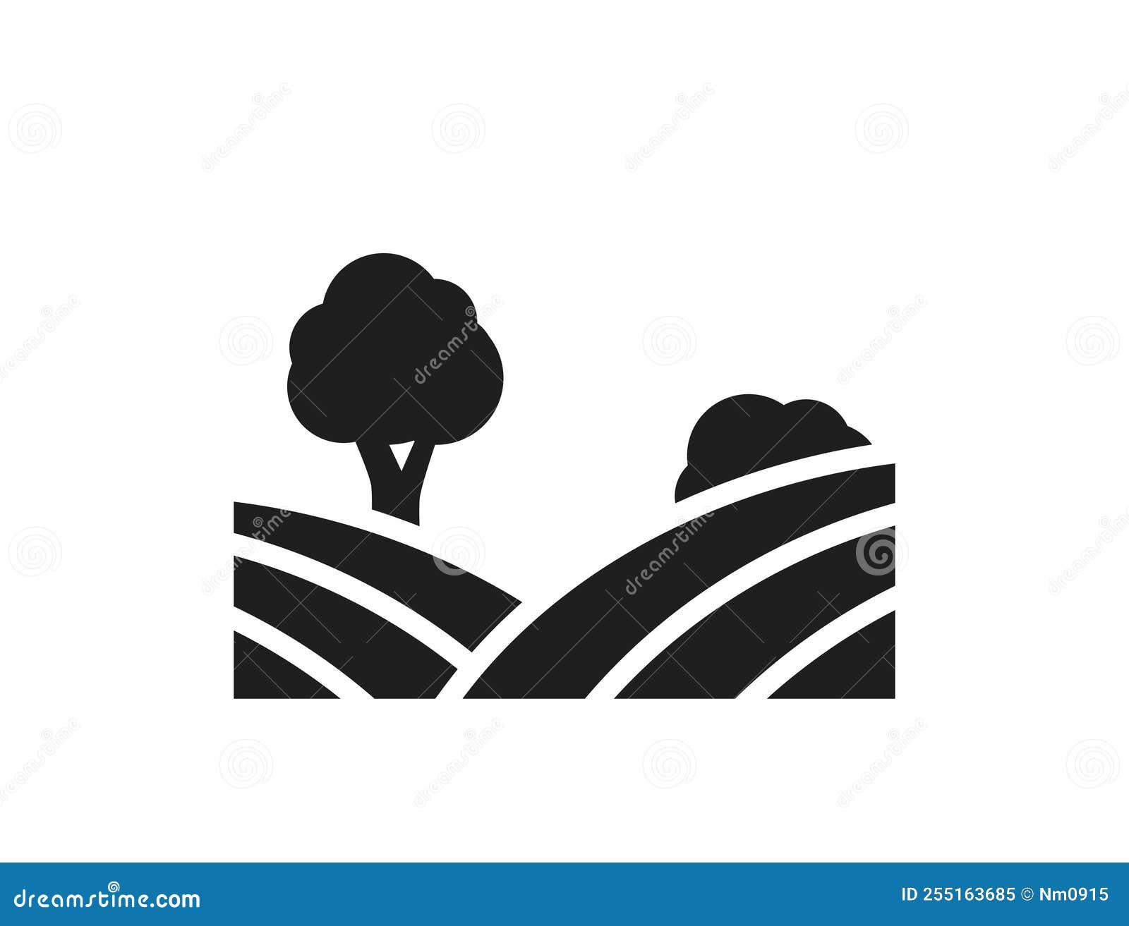 Field and Tree Icon. Farming and Countryside Symbol Stock Vector ...