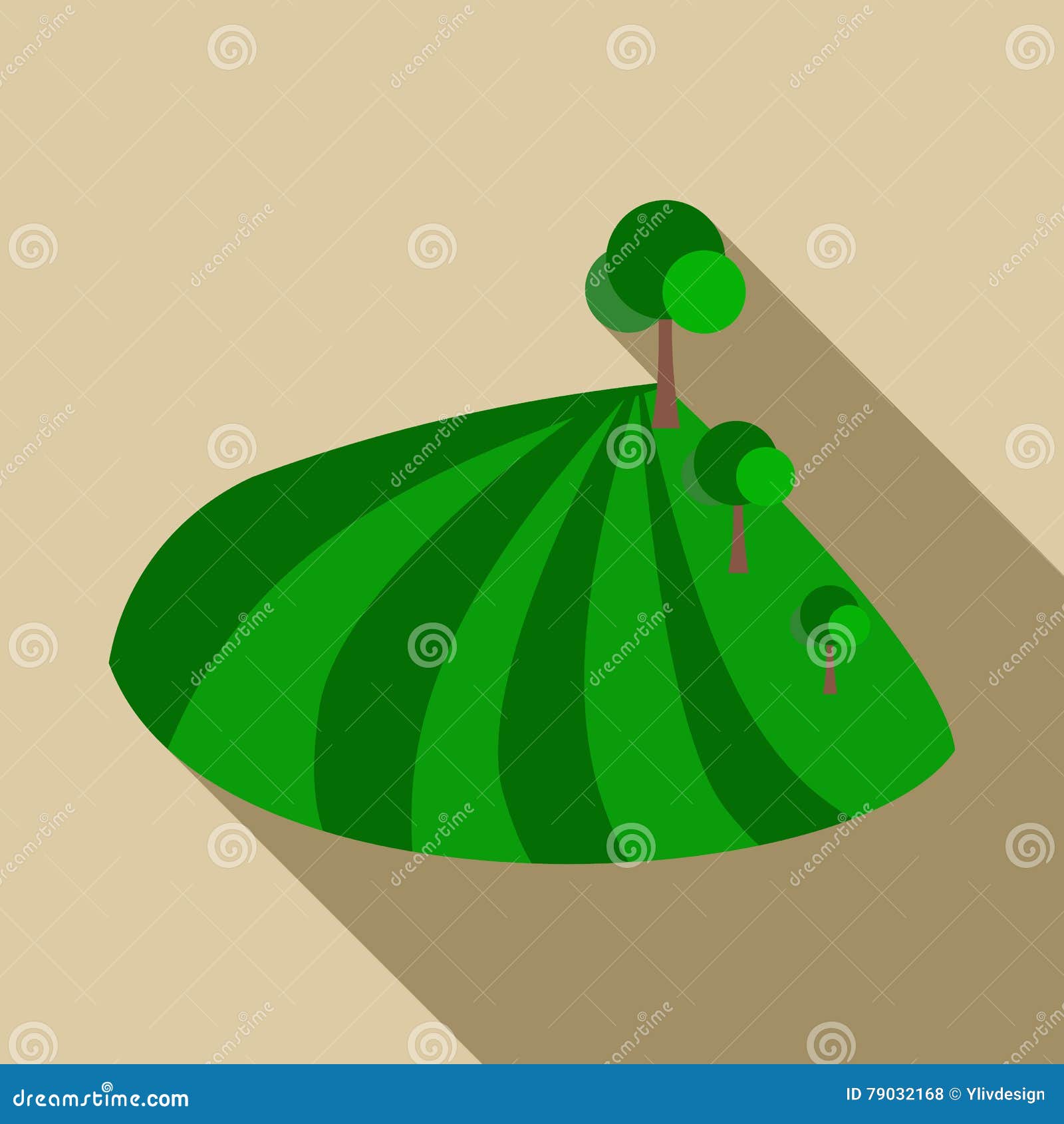 Field with Trees Icon, Flat Style Stock Vector - Illustration of ...