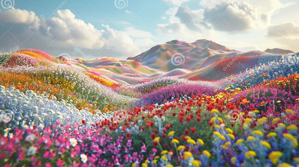 A Field of Wildflowers Arranged in Perfect Triangular Patterns Creating ...