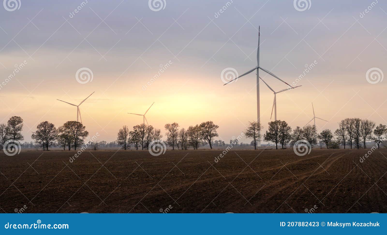 Field of Wind Turbine Generators Stock Image - Image of environmental ...