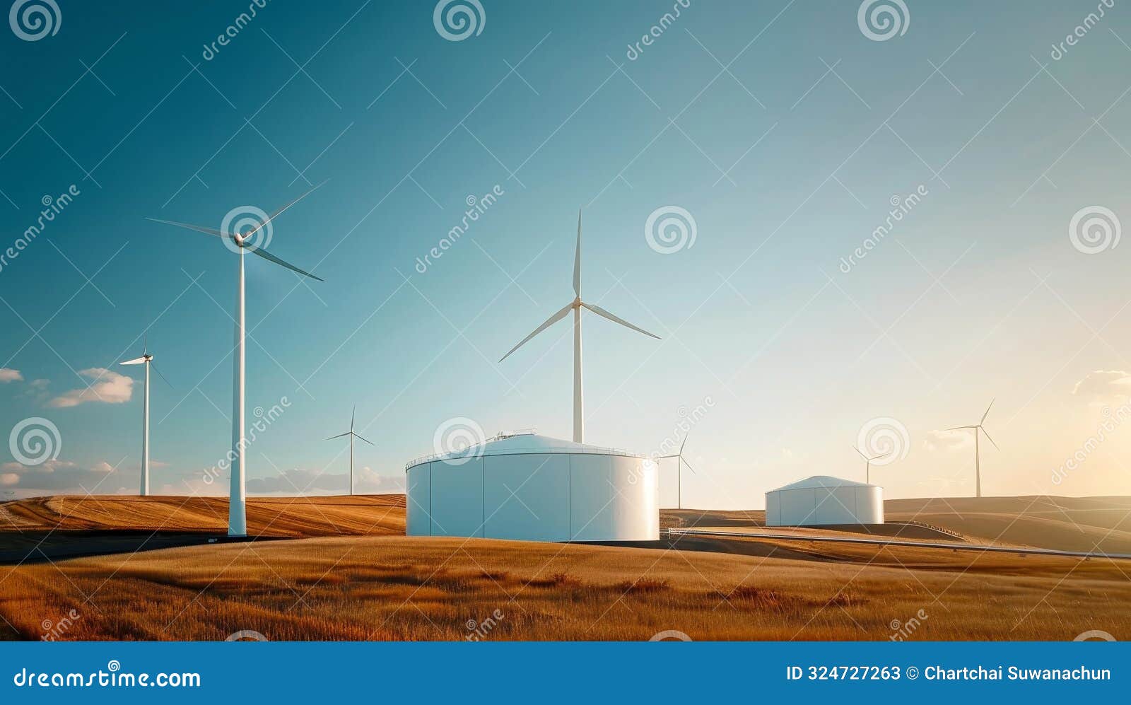 A Field of Wind Turbines with a Large White Structure in the Middle by ...