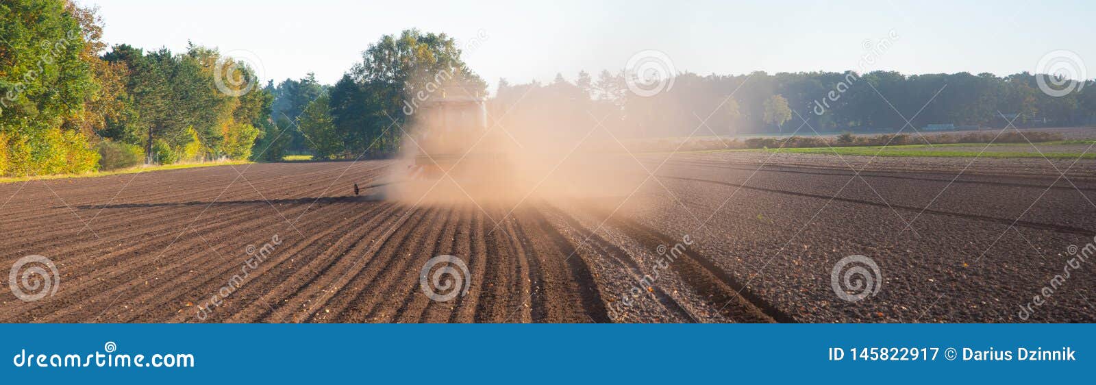 A Field Work with the Tractor on the Field Stock Image - Image of ...