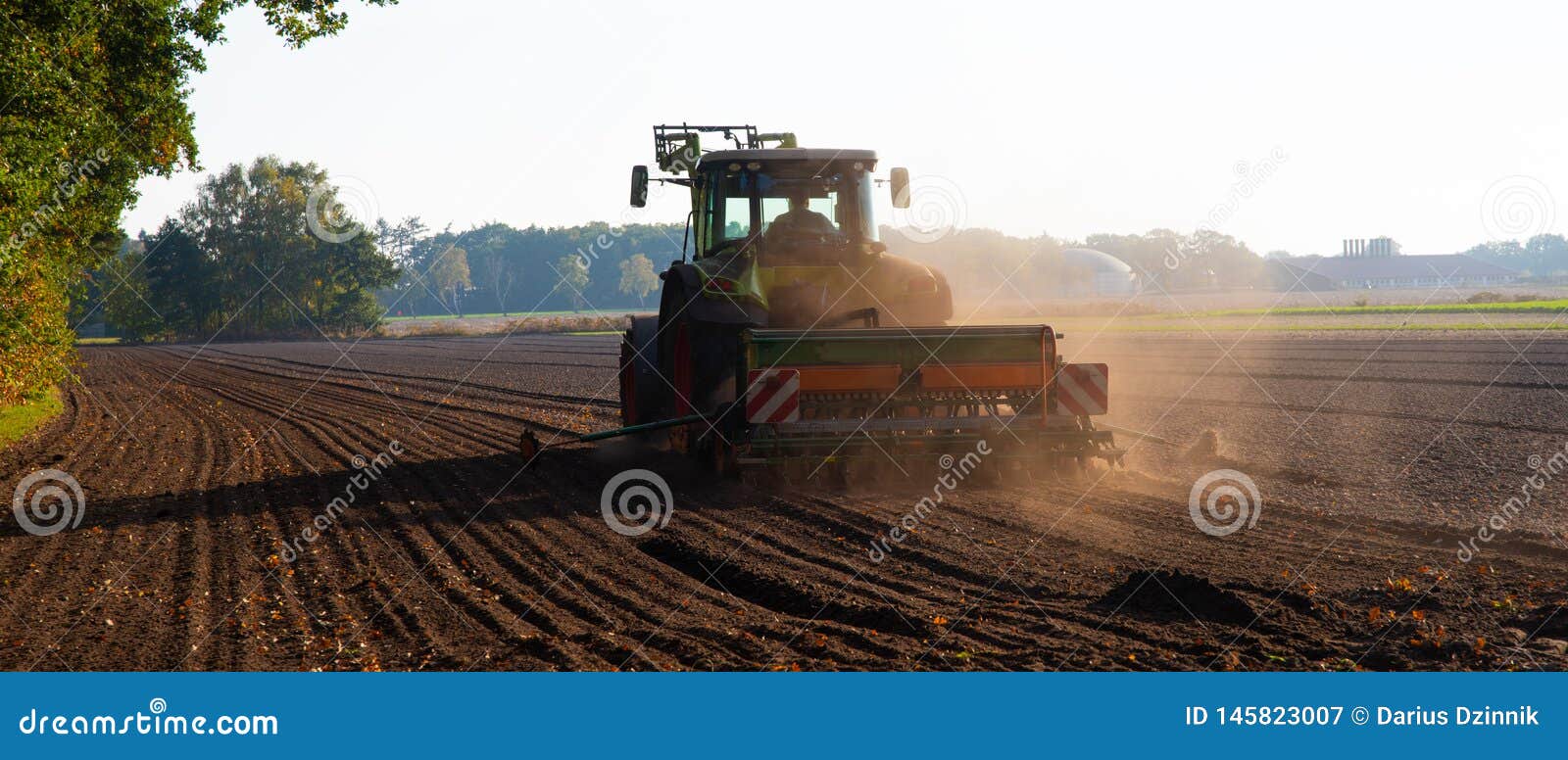 A Field Work with the Tractor on the Field Stock Image - Image of ...
