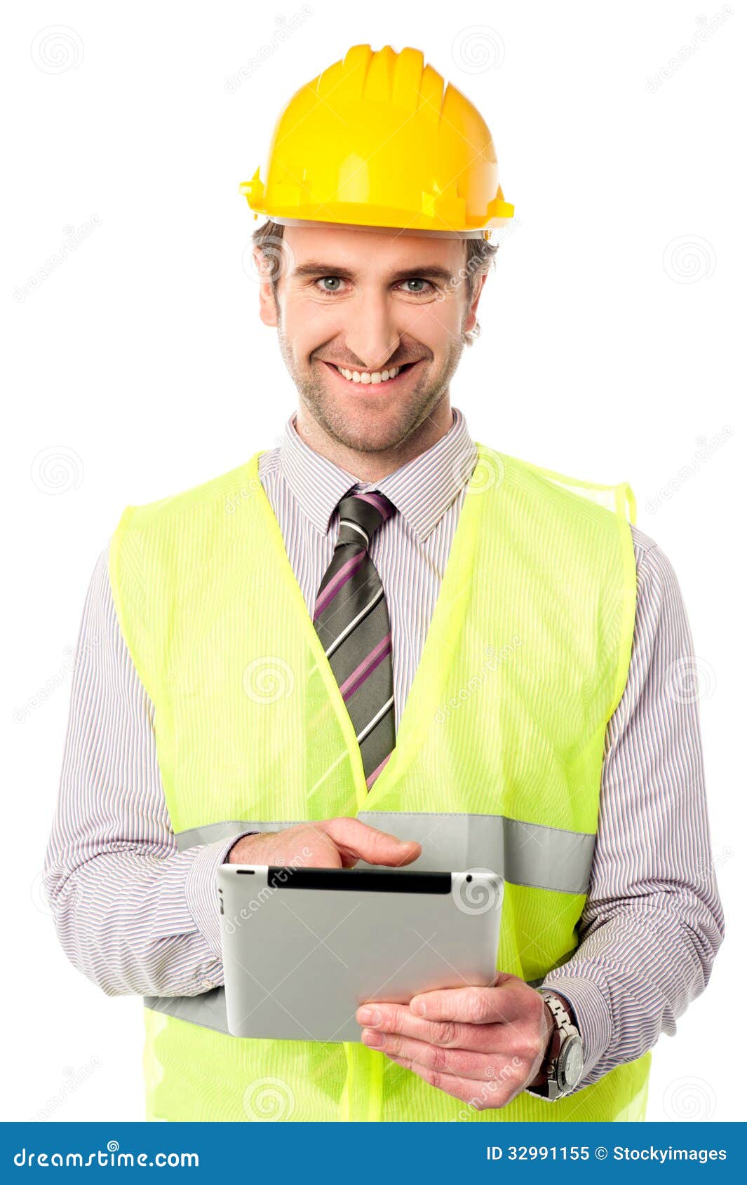 Field Worker Operating Touch Pad Device Stock Image - Image of ...