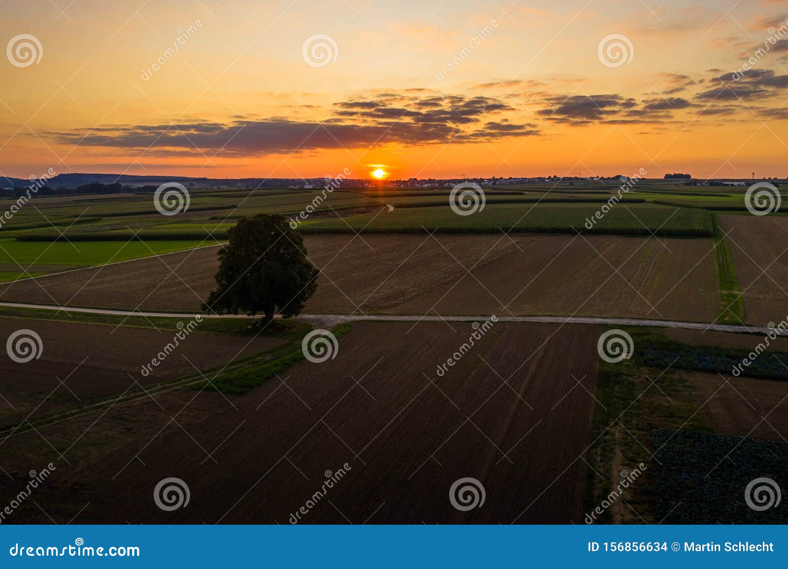 Fields with Colorful Sunset at the Evening Stock Photo - Image of ...