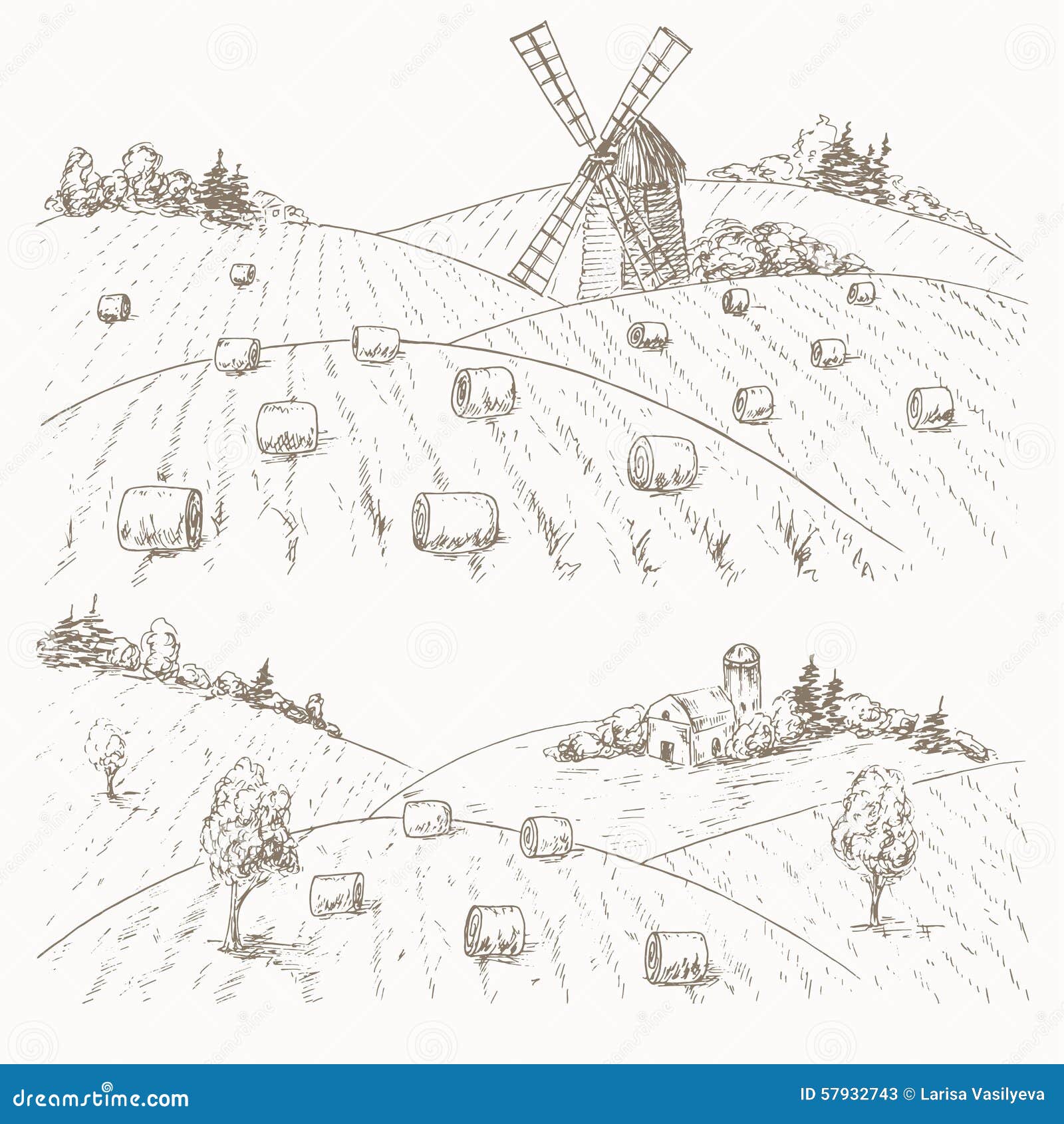 Fields stock vector. Illustration of graphic, haystack - 57932743