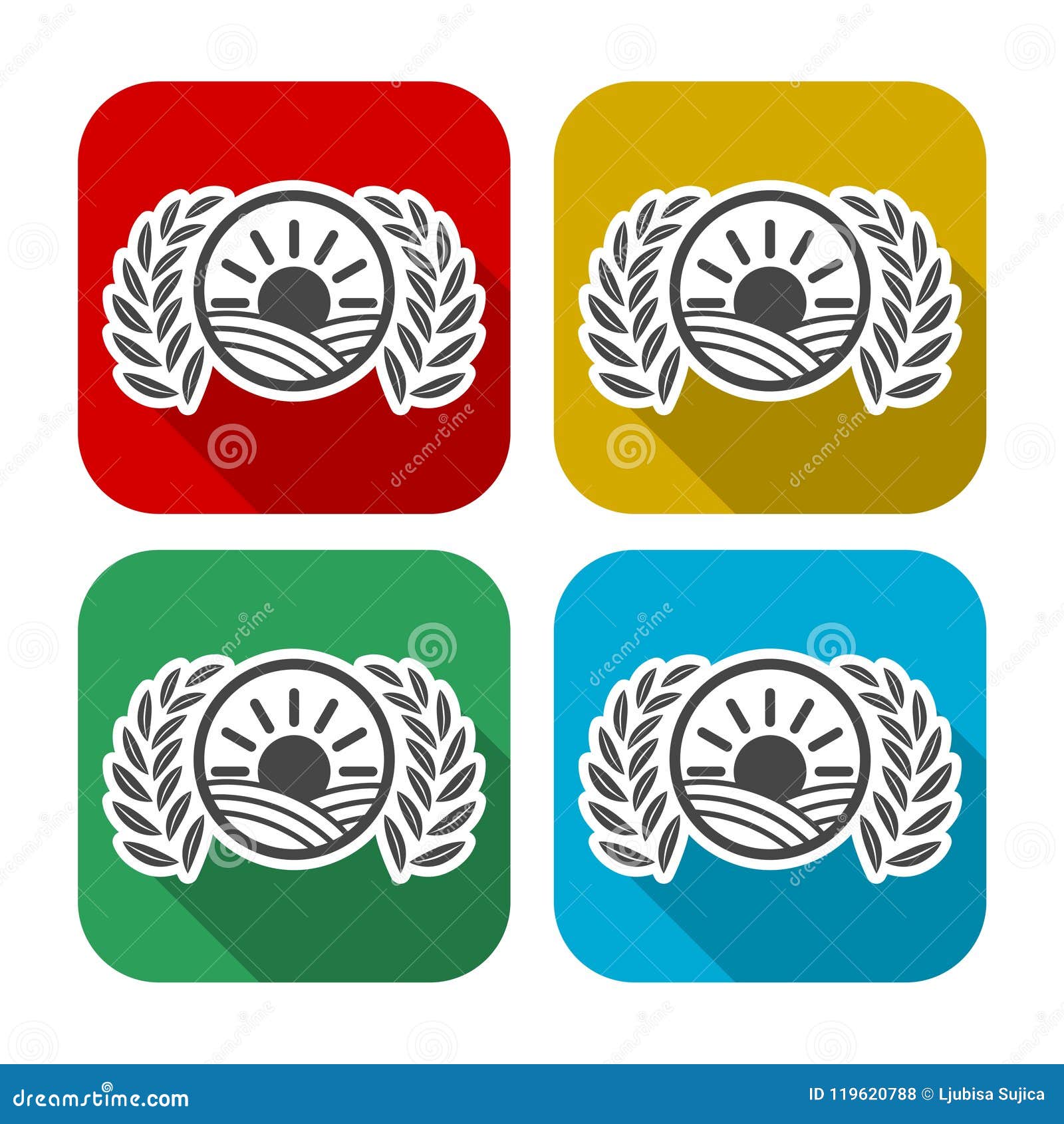 Fields Logo Design Icons Set with Long Shadow Stock Vector ...