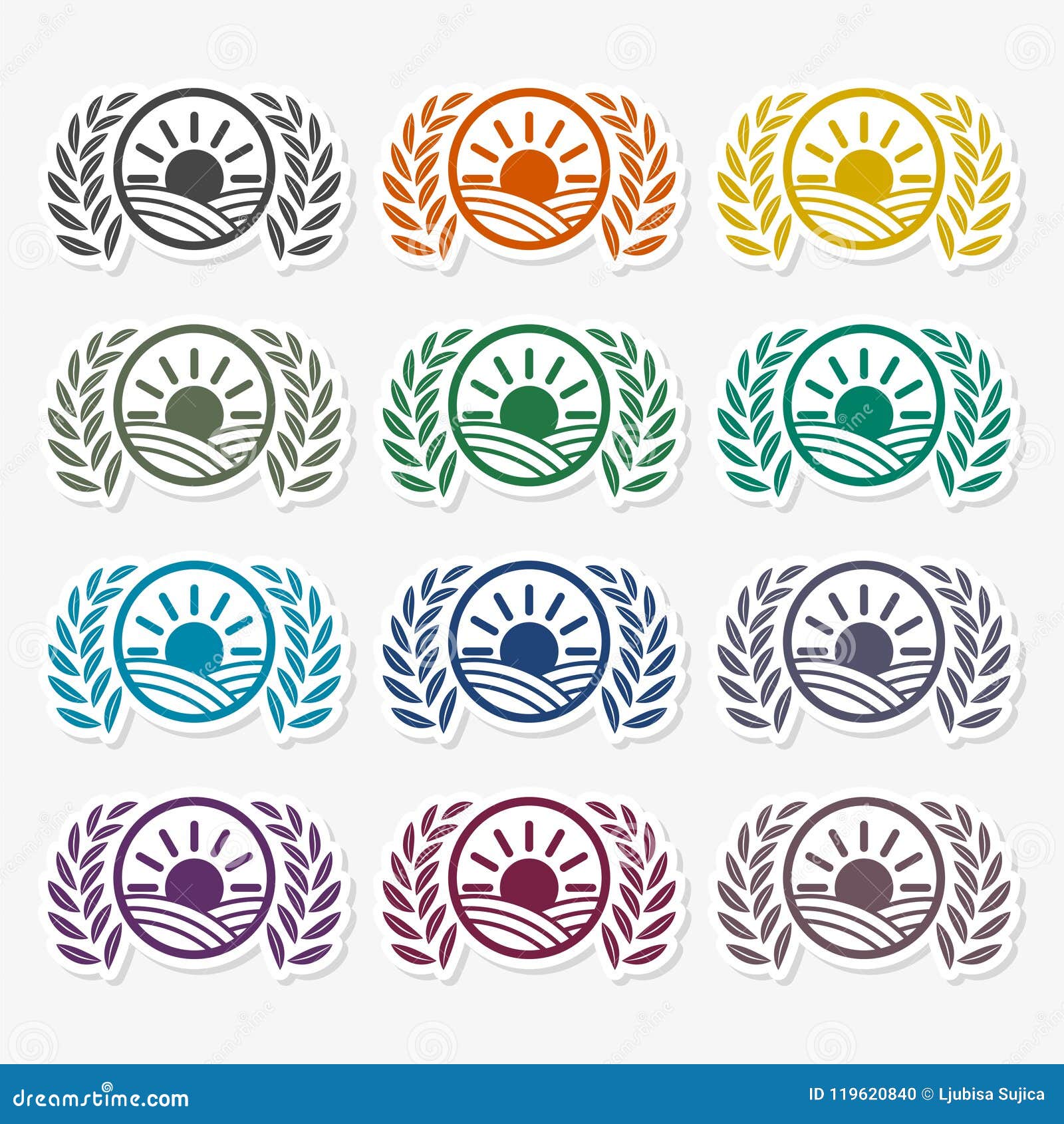 Fields Logo Design Sticker Set Stock Vector - Illustration of emblem ...