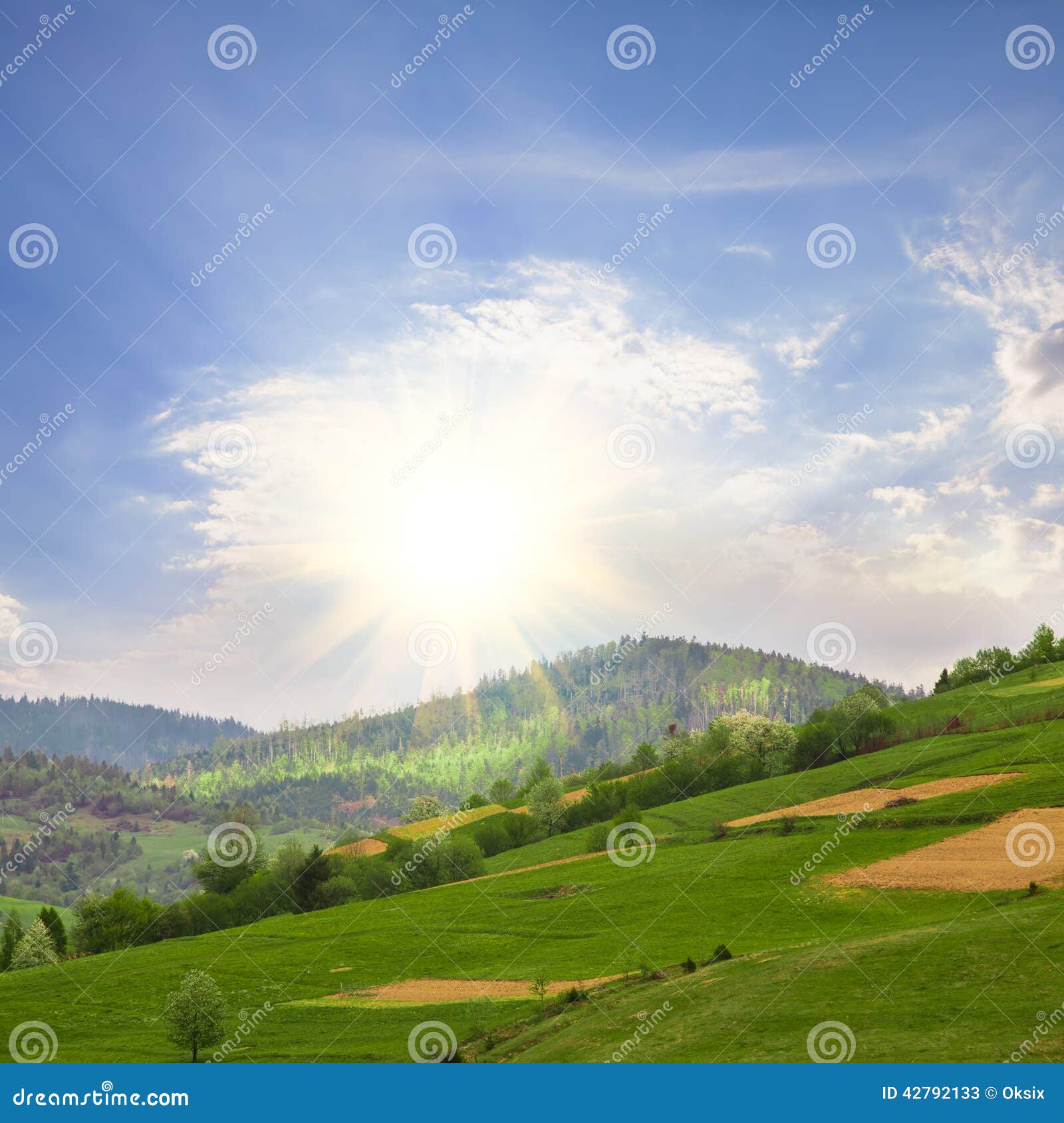 Fields in mountains stock image. Image of outdoors, sunny - 42792133