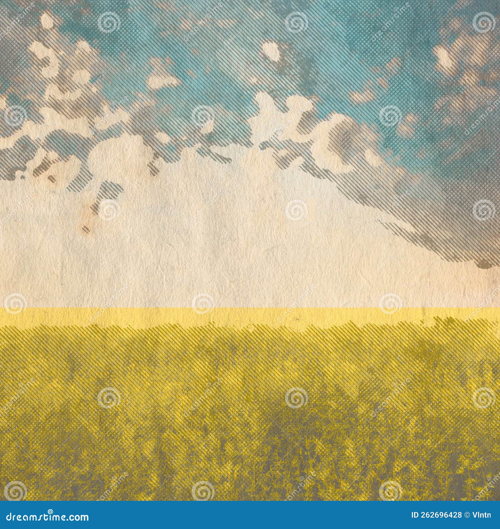 In the Fields, Old Retro Background Stock Illustration - Illustration ...