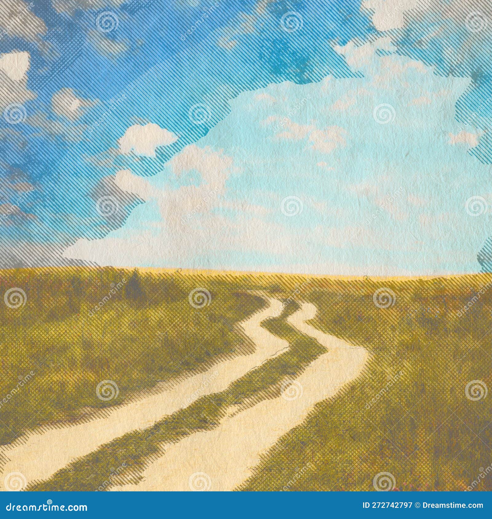 In the Fields, Old Retro Background Stock Image - Image of meadow ...