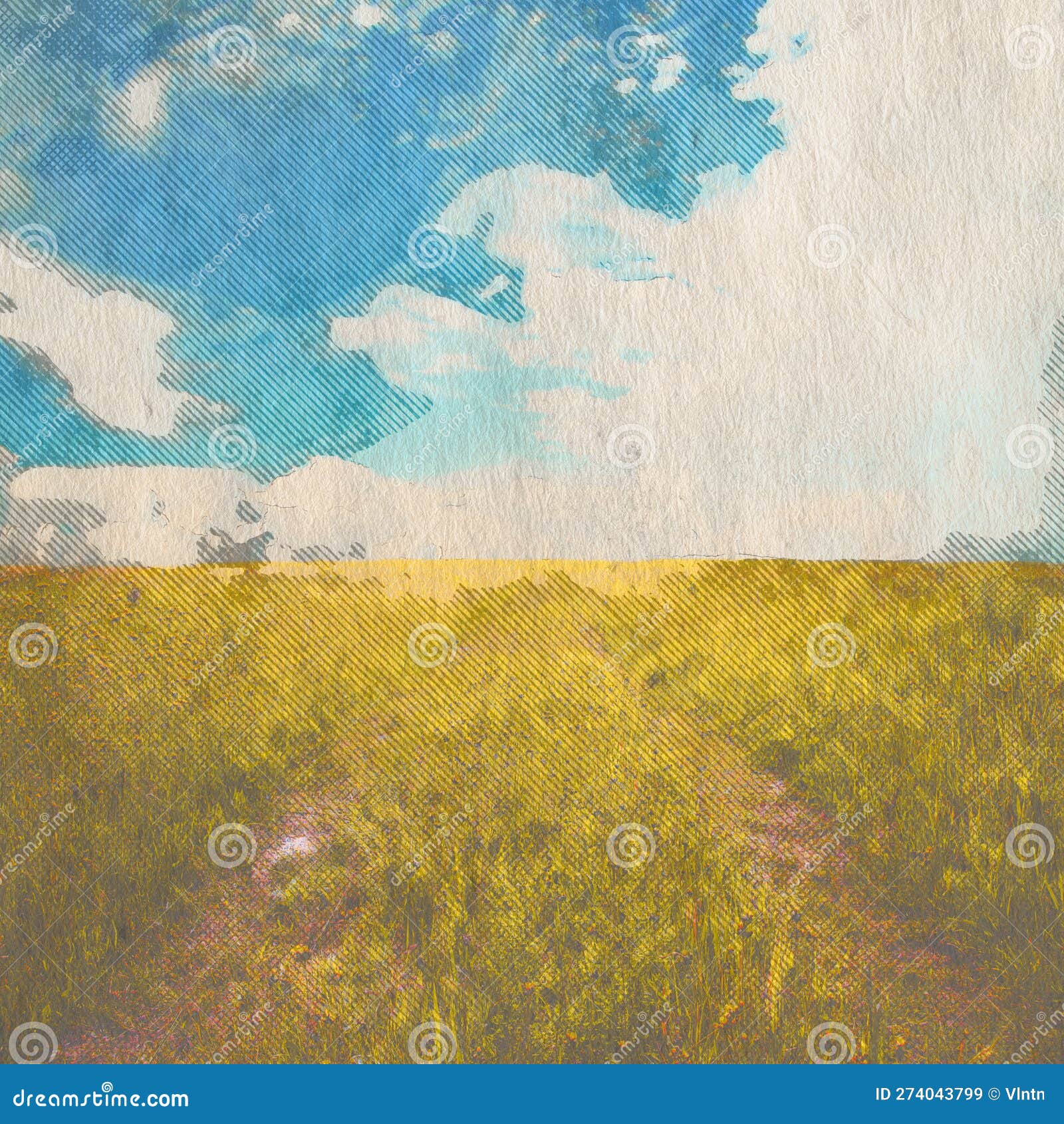 In the Fields, Old Retro Background Stock Image - Image of fields ...