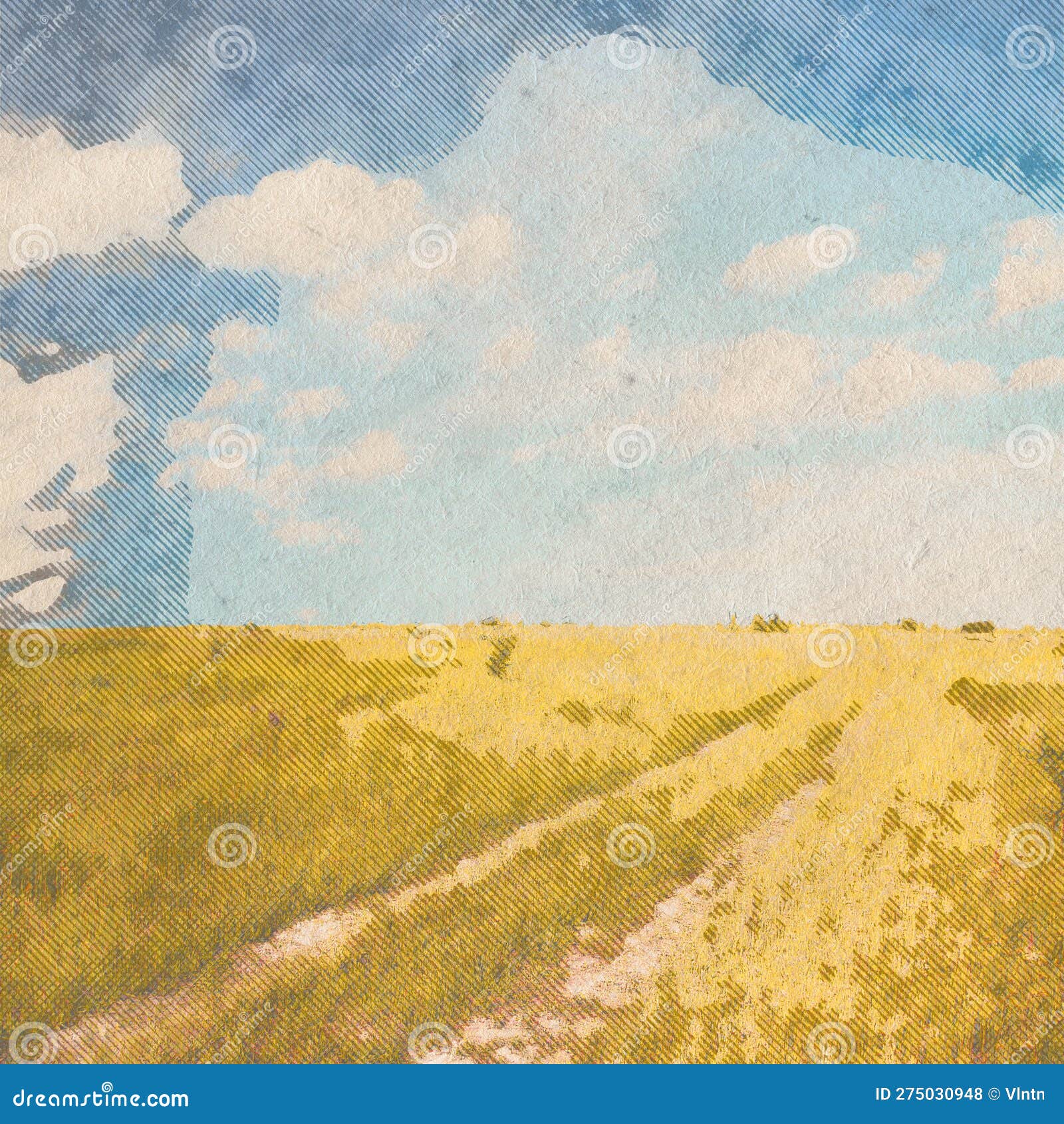 In the Fields, Old Retro Background Stock Photo - Image of grunge ...