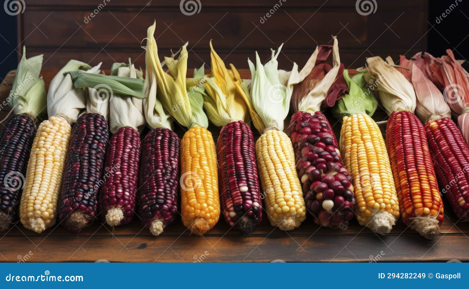 From Fields To Feast. a Vivid Display of Indian Corn on an Antique ...