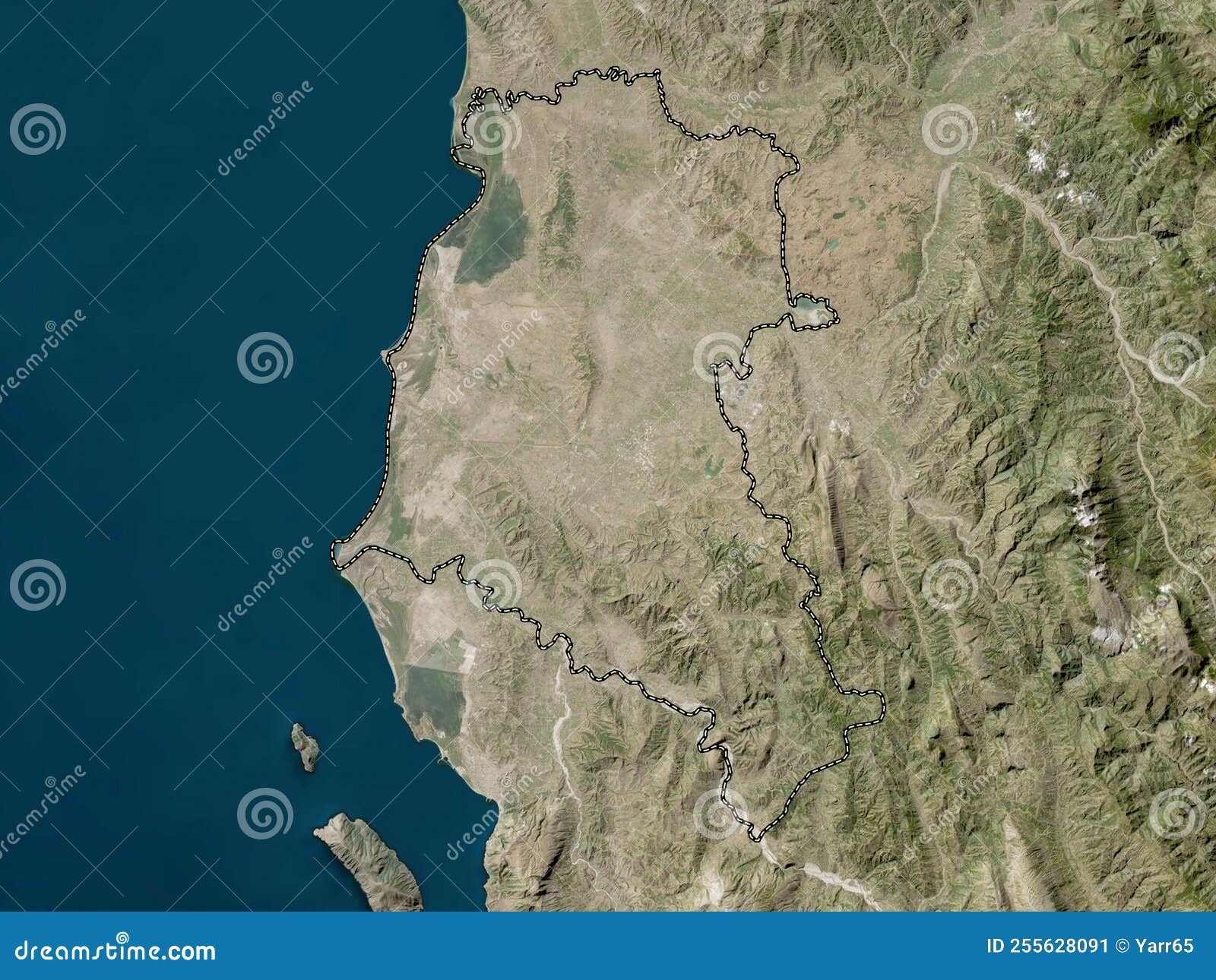 Fier, Albania. Low-res Satellite. No Legend Stock Image - Image of ...