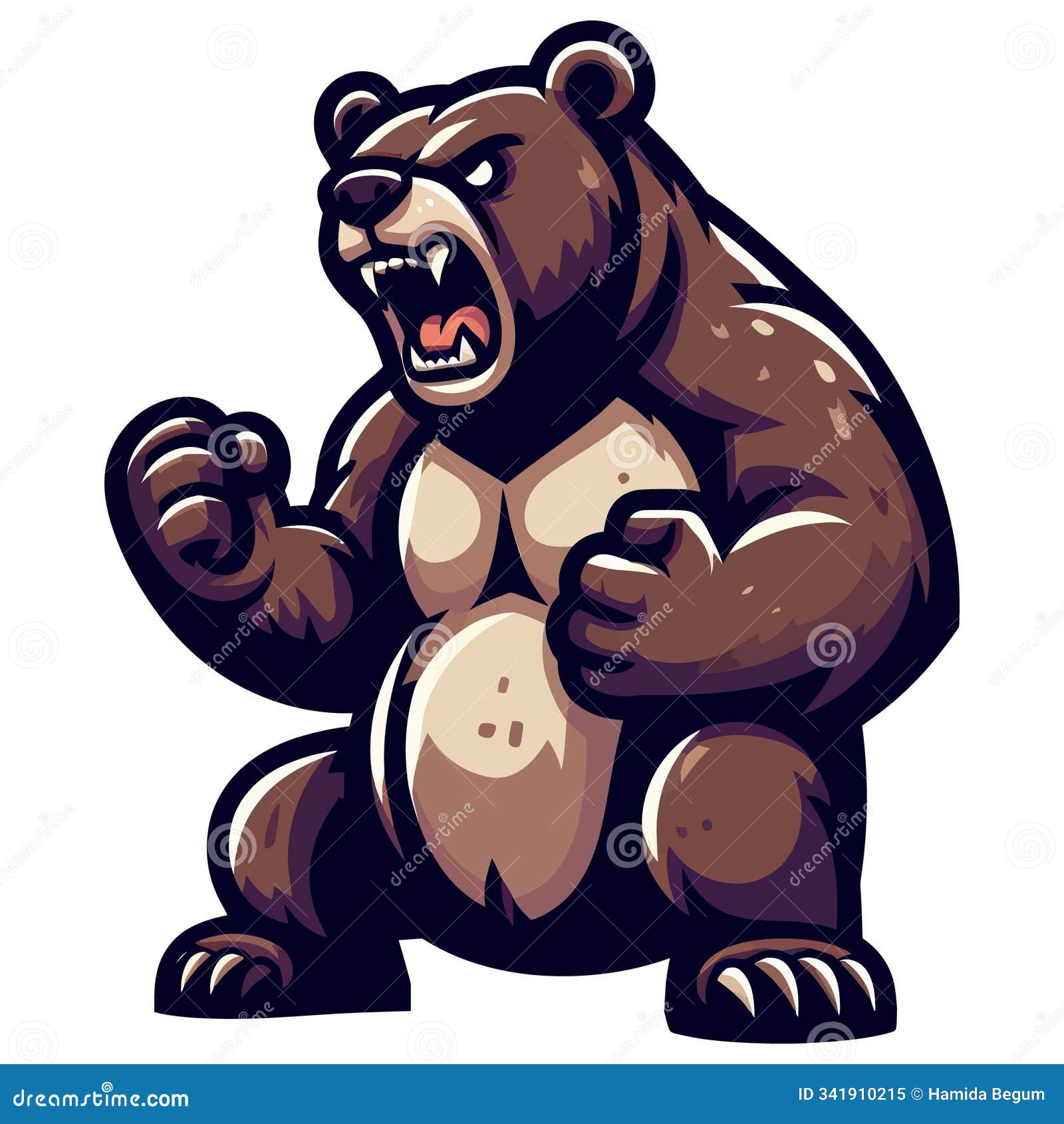 Fierce Angry Bear Cartoon Sticker Vector Illustration Stock ...