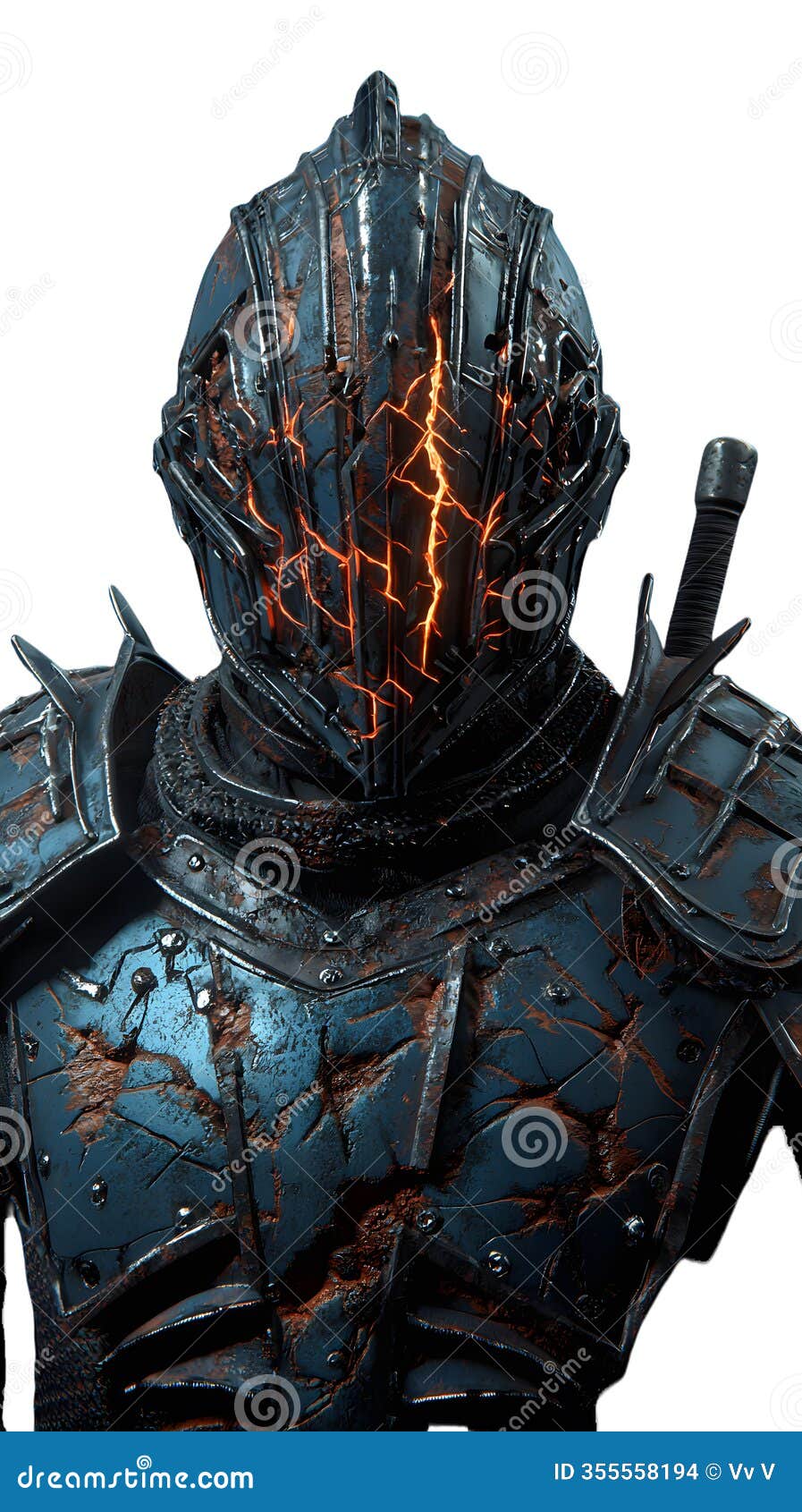 Fierce Armored Warrior with Fiery Accents Stock Illustration ...