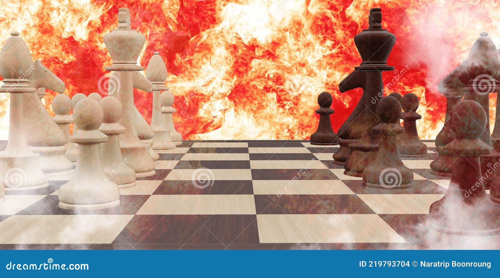 Fierce Battle of Chess Board Games 3d Illustration Stock Illustration ...