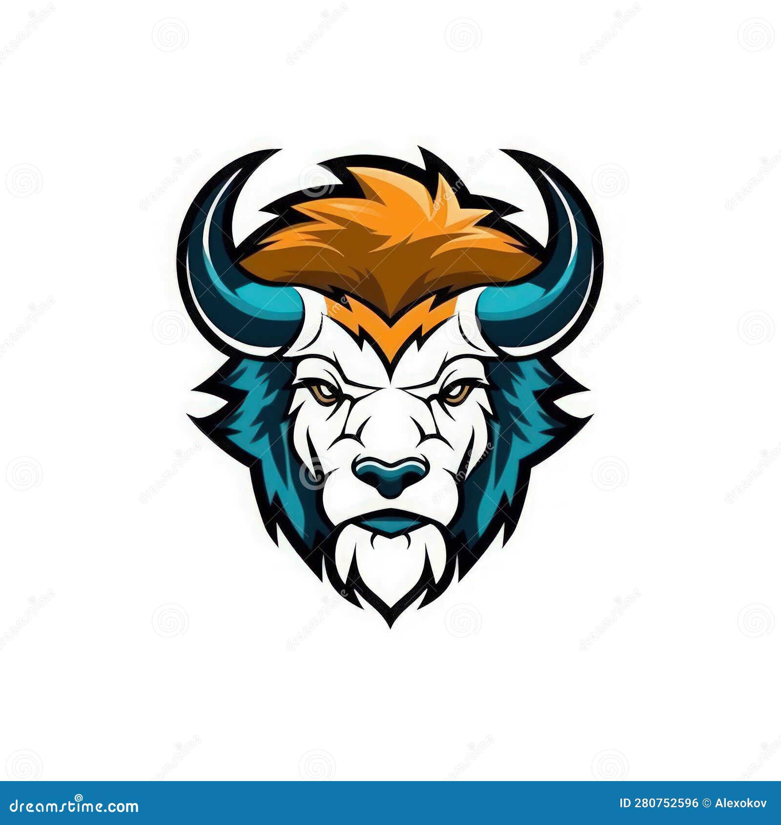 Fierce Bison Logo on White Background . Stock Illustration ...