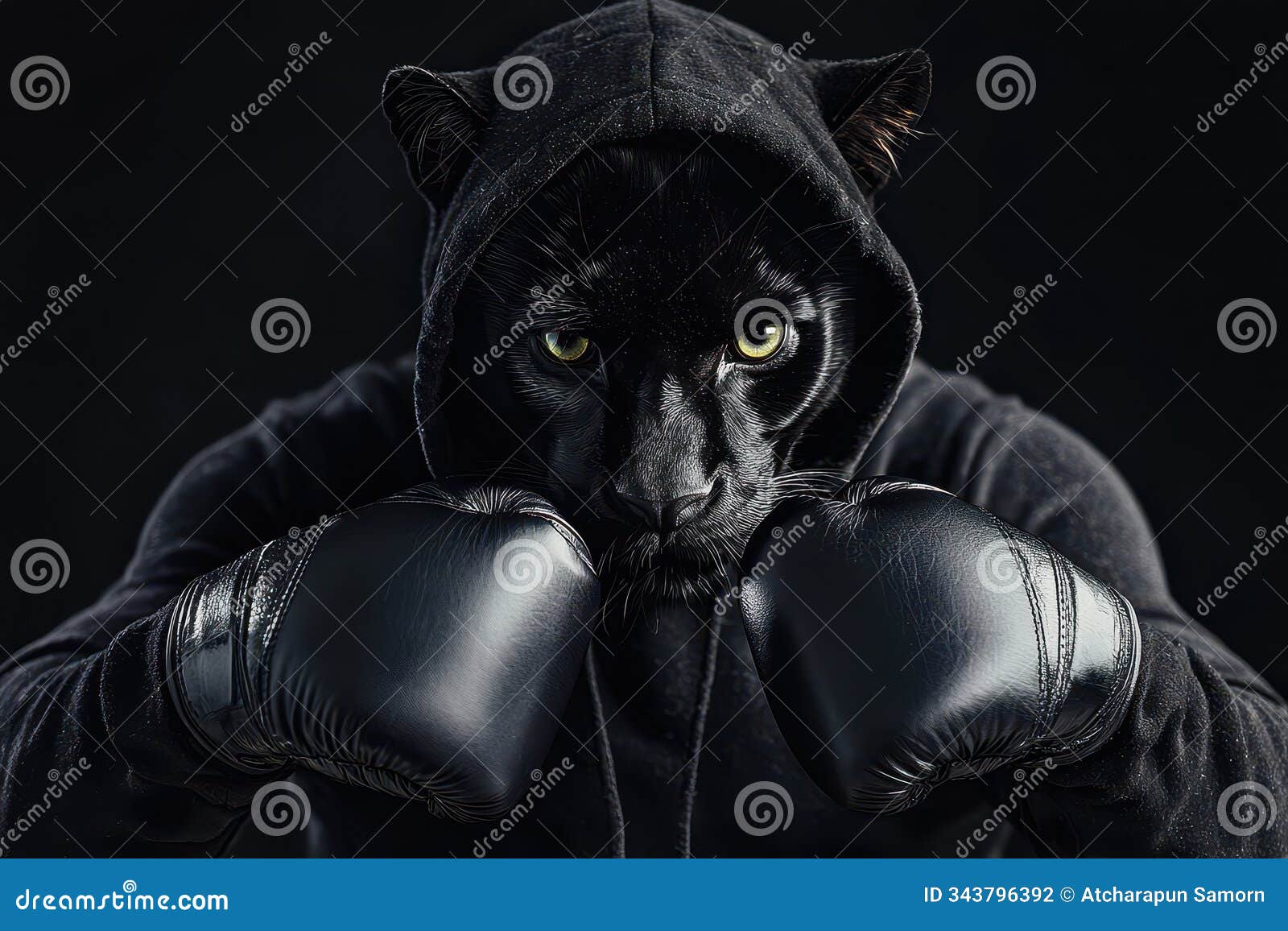 Fierce Black Panther in Boxing Gloves Stock Photo - Image of dynamic ...