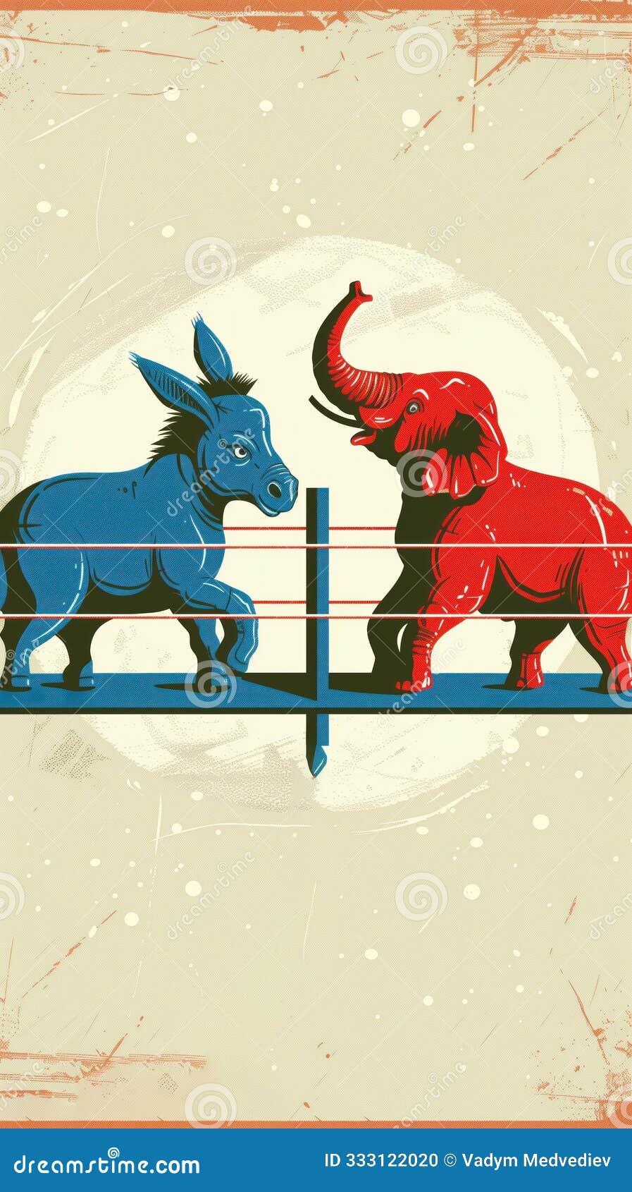 Fierce Blue Donkey and Red Elephant Engage in Intense Battle on Boxing ...