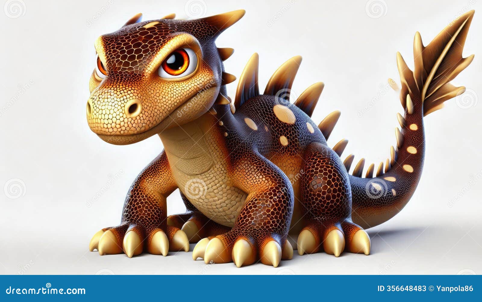 Fierce Cartoon Dragon with Textured Scales and Sharp Features, Set ...