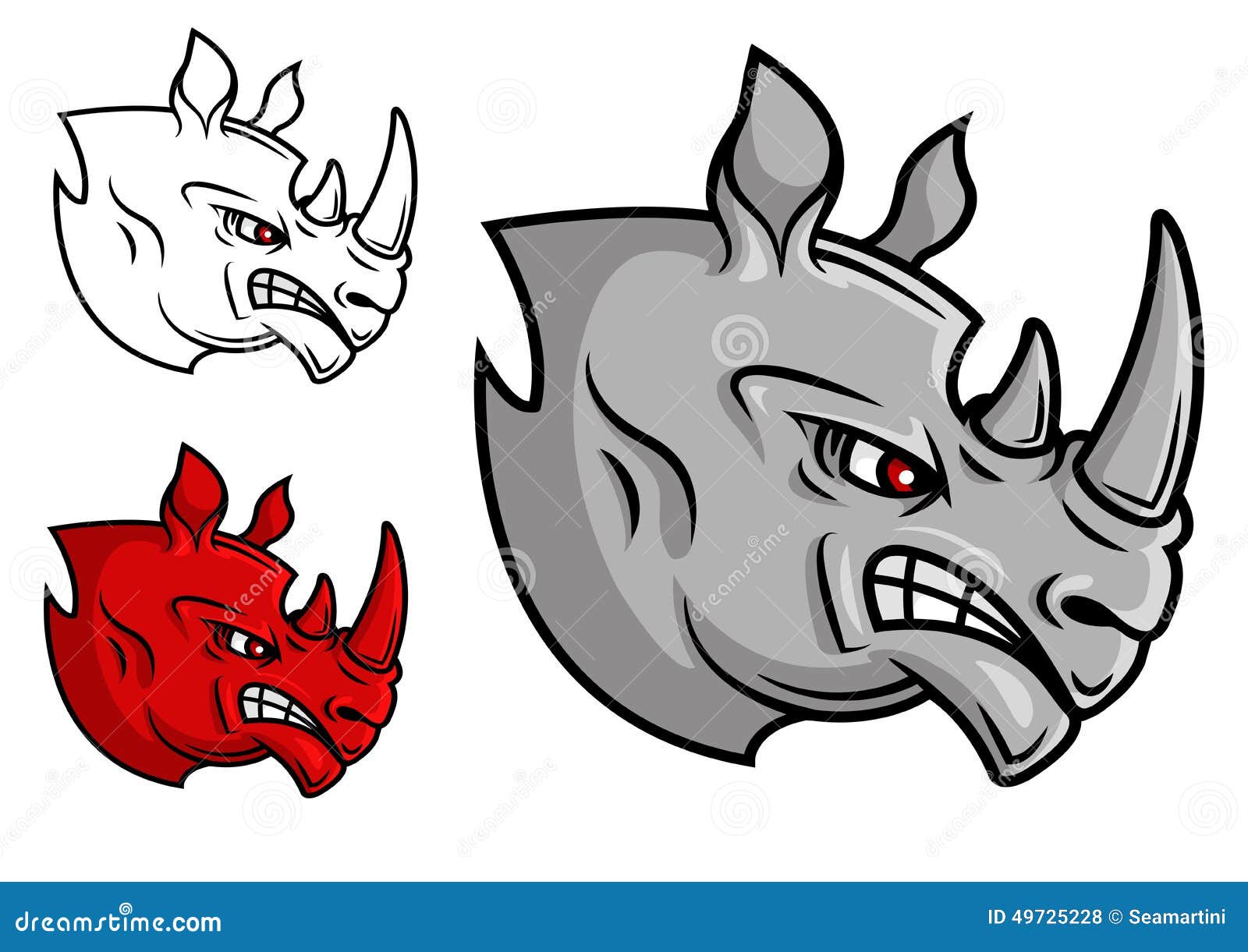 Fierce cartoon rhino head stock vector. Illustration of aggressive ...