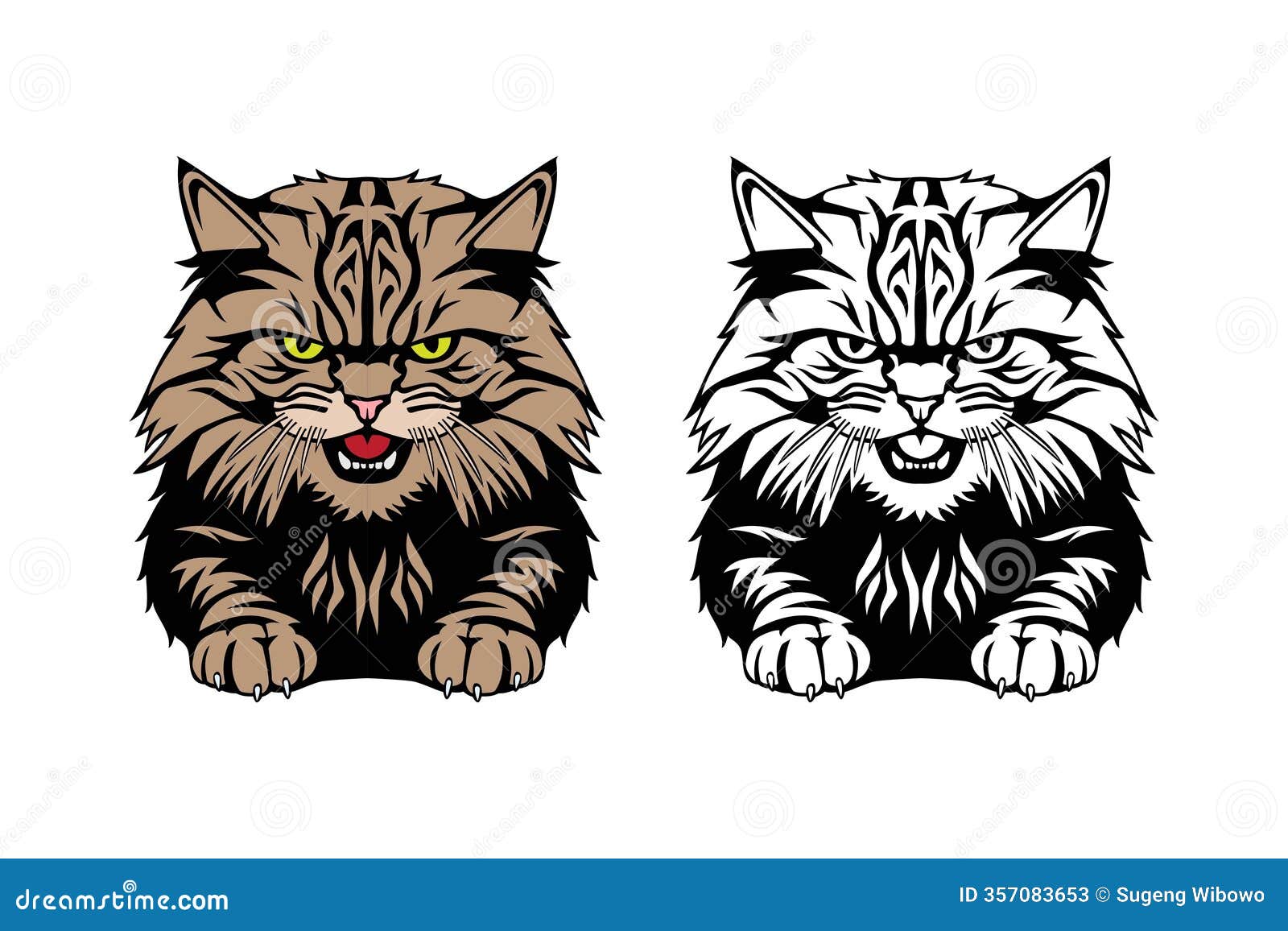 Fierce Cat Illustrations stock illustration. Illustration of animals ...
