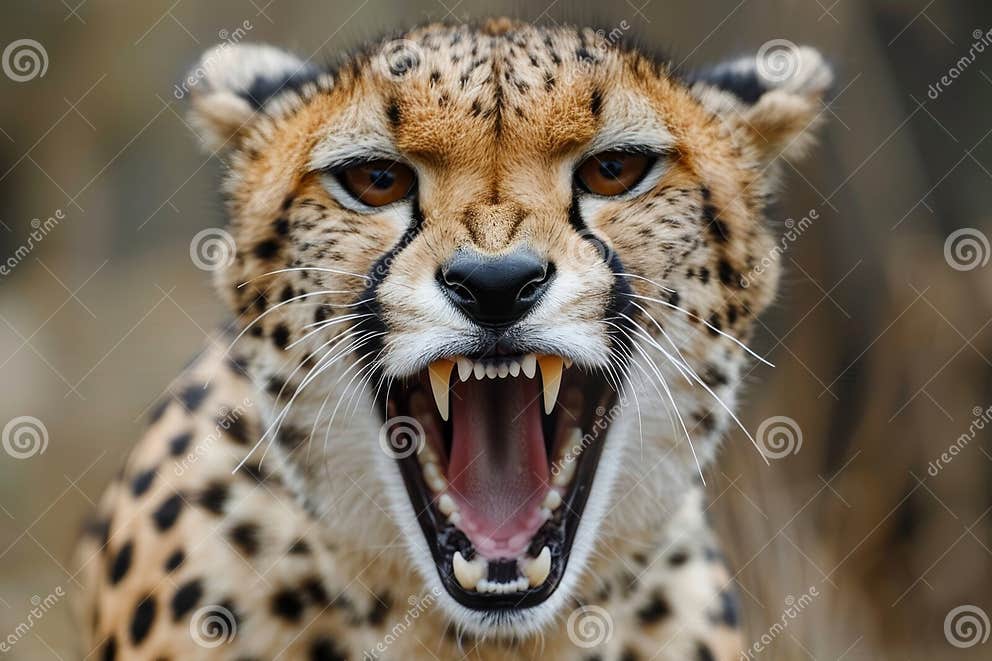 Fierce Cheetah Growling stock illustration. Illustration of dangerous ...