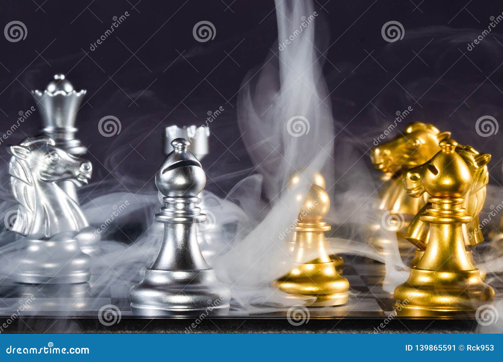Fierce Chess Battle and the Fog of War Stock Image - Image of castle ...