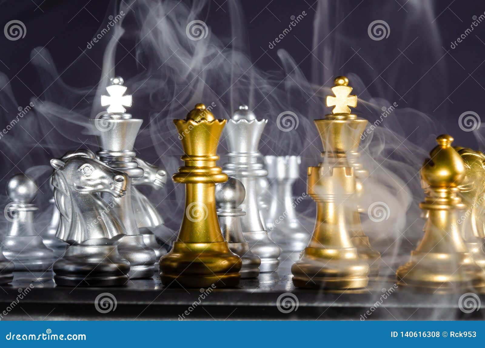 Fierce Chess Battle and the Fog of War Stock Photo - Image of ...