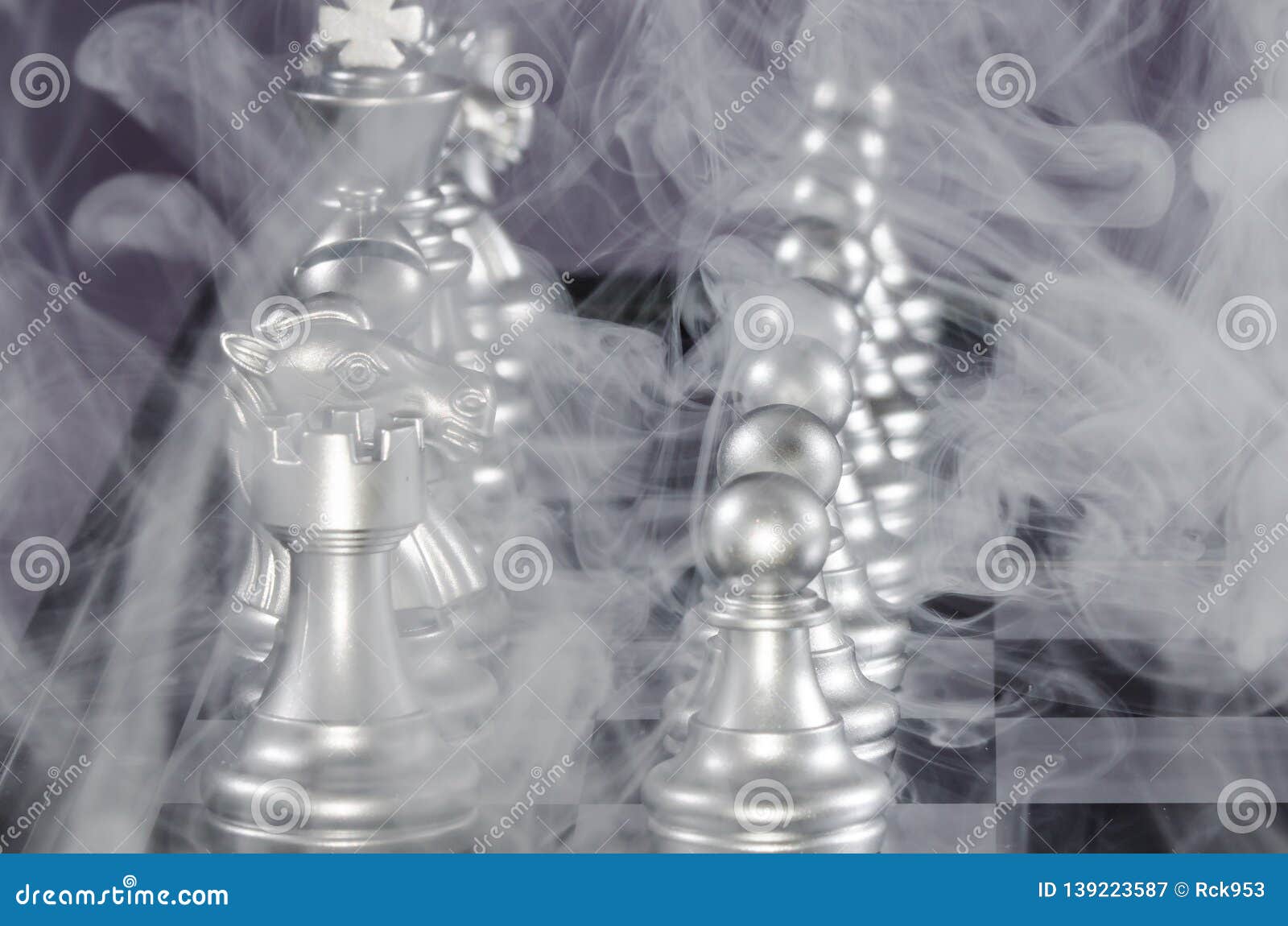 Fierce Chess Battle and the Fog of War Stock Image - Image of queen ...
