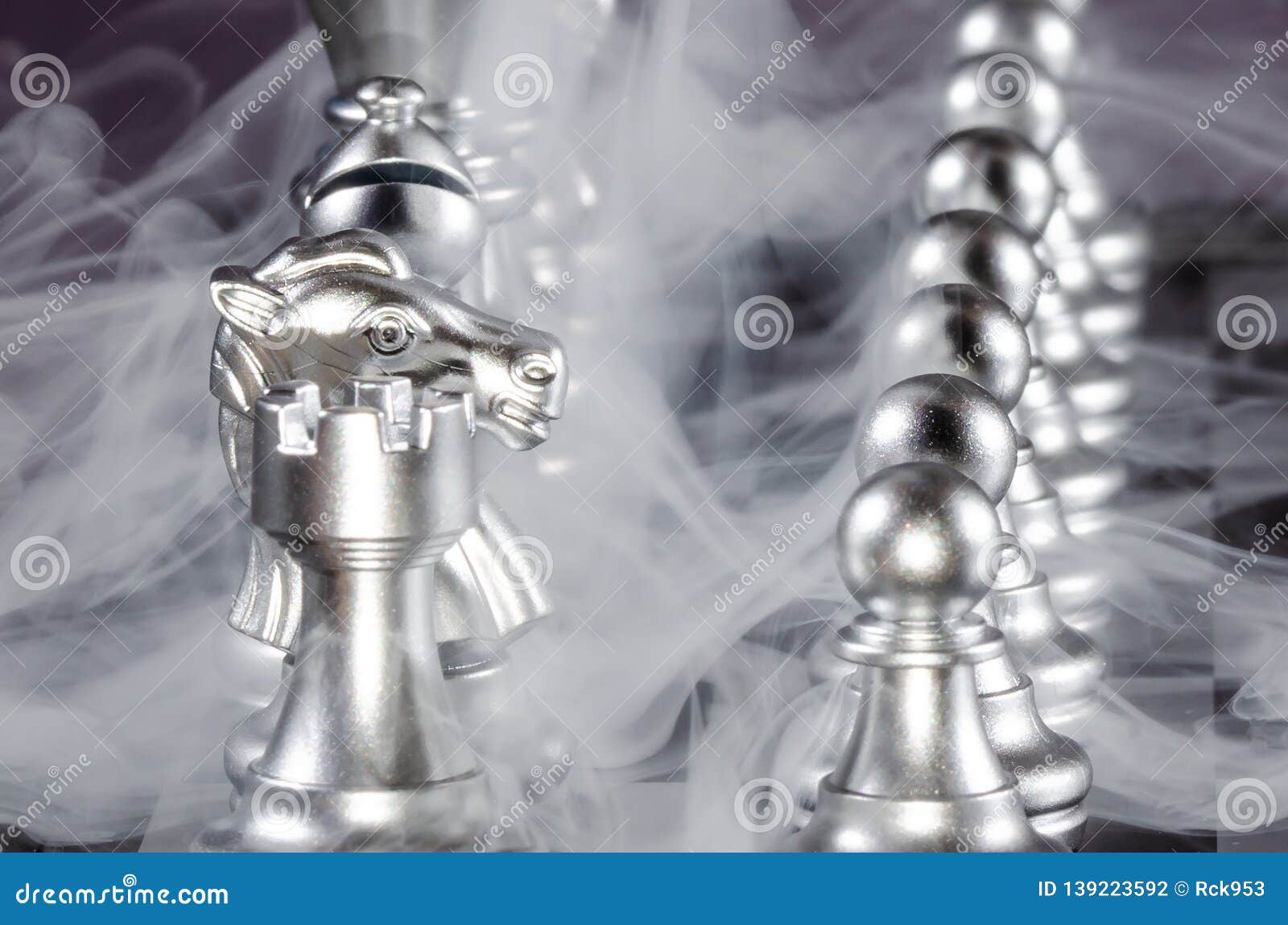Fierce Chess Battle and the Fog of War Stock Photo - Image of battle ...