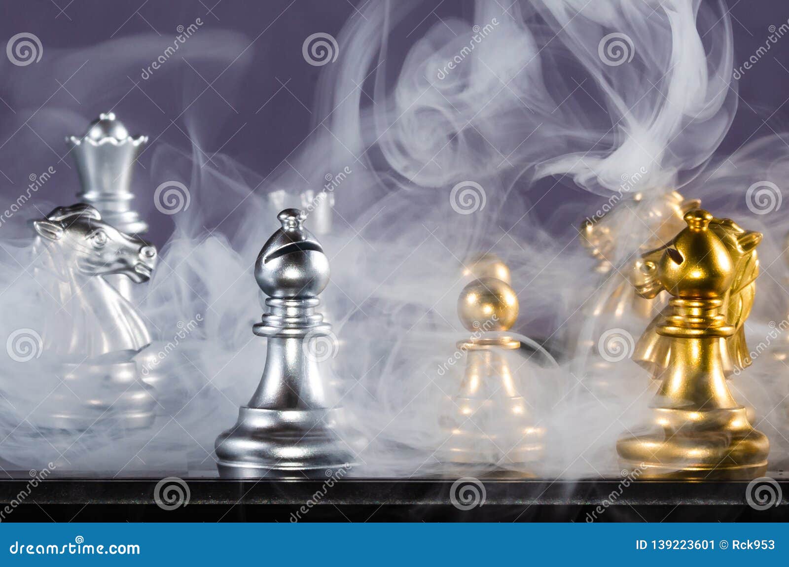 Fierce Chess Battle and the Fog of War Stock Image - Image of checkmate ...