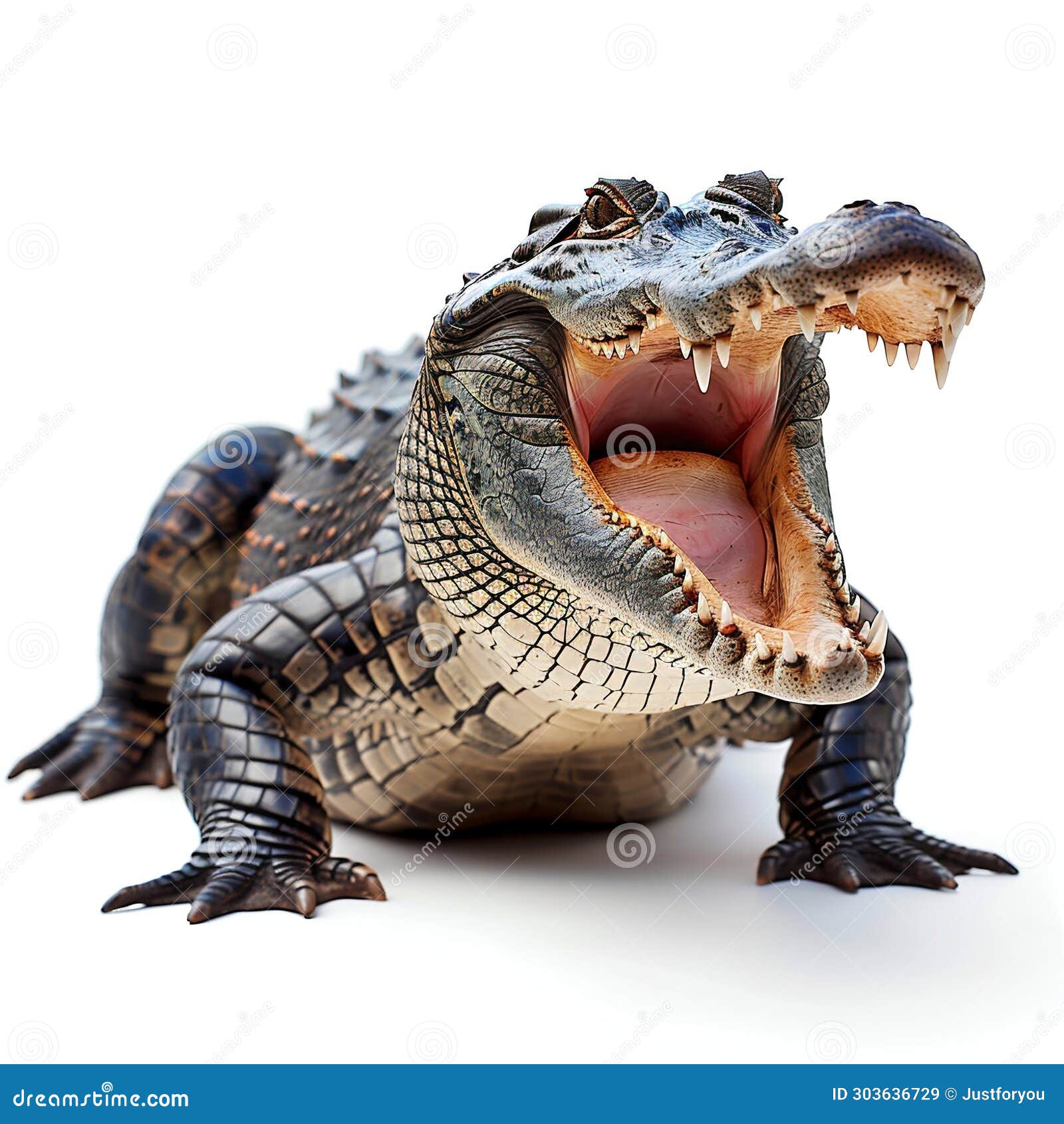 Fierce Crocodile Displaying Teeth Isolated on White. Generative Ai ...